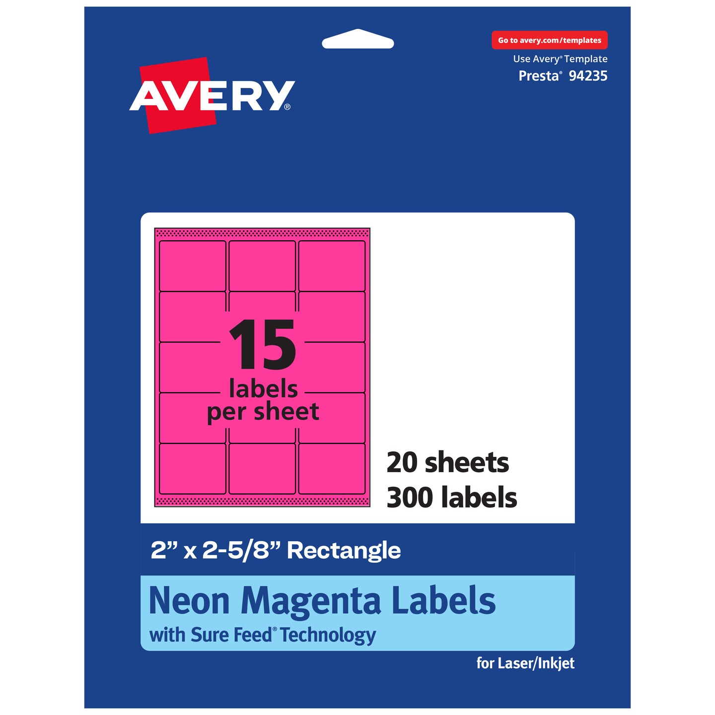 Avery Neon Magenta Paper Labels, 2" x 2-5/8" Rectangle | Michaels