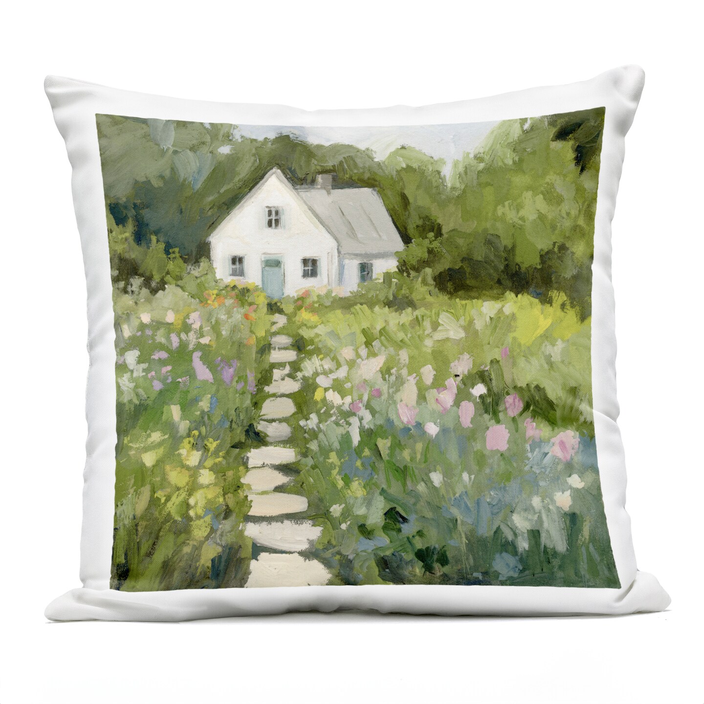 Stupell Industries Abstract Cottage on Hill Outdoor Printed Pillow ...