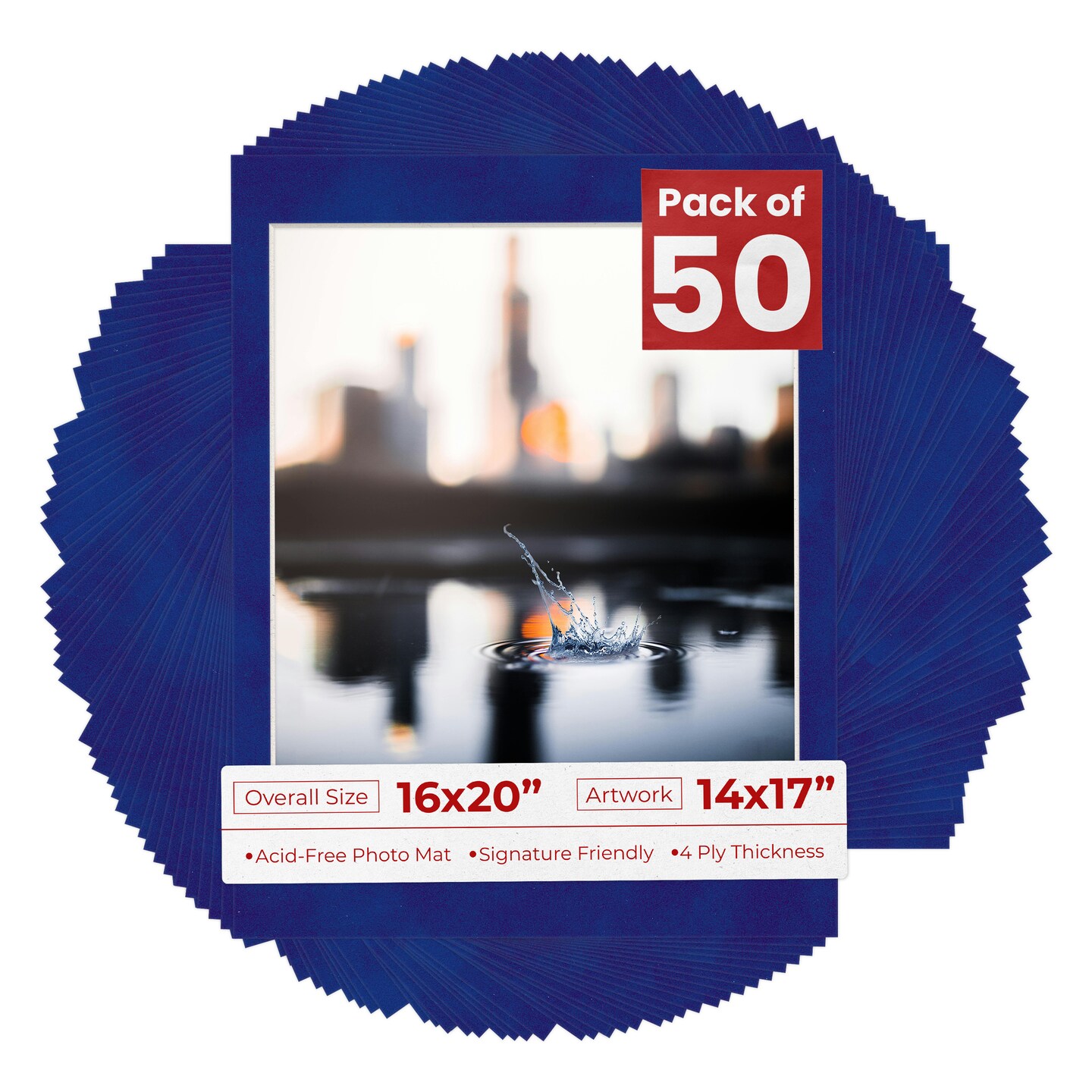Royal Blue Suede Mat Board for 16x20 Frames - Fits 14x17 Photos, Color ...
