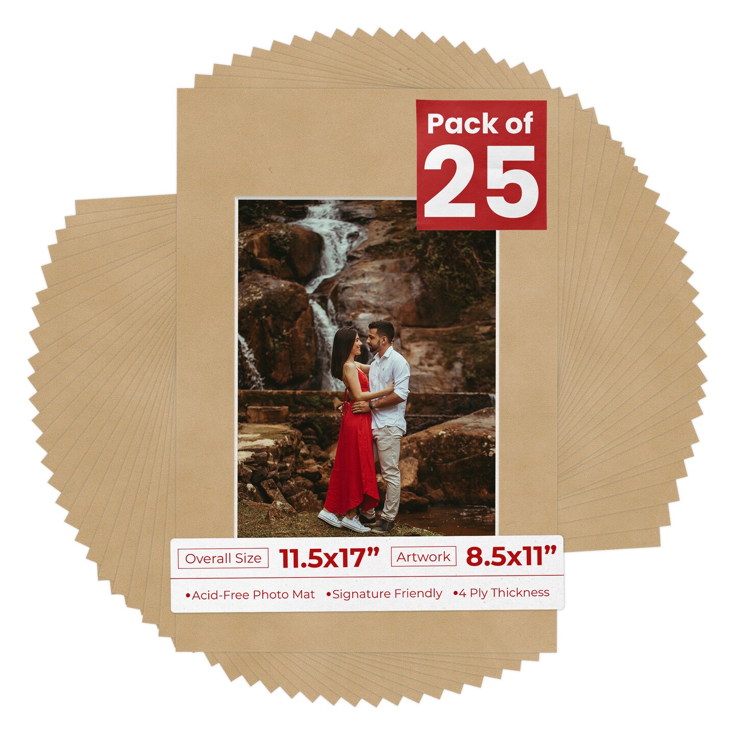 Beige Suede Mat Board for 11.5x17 Frames - Fits 8.5x11 Photos, Color ...
