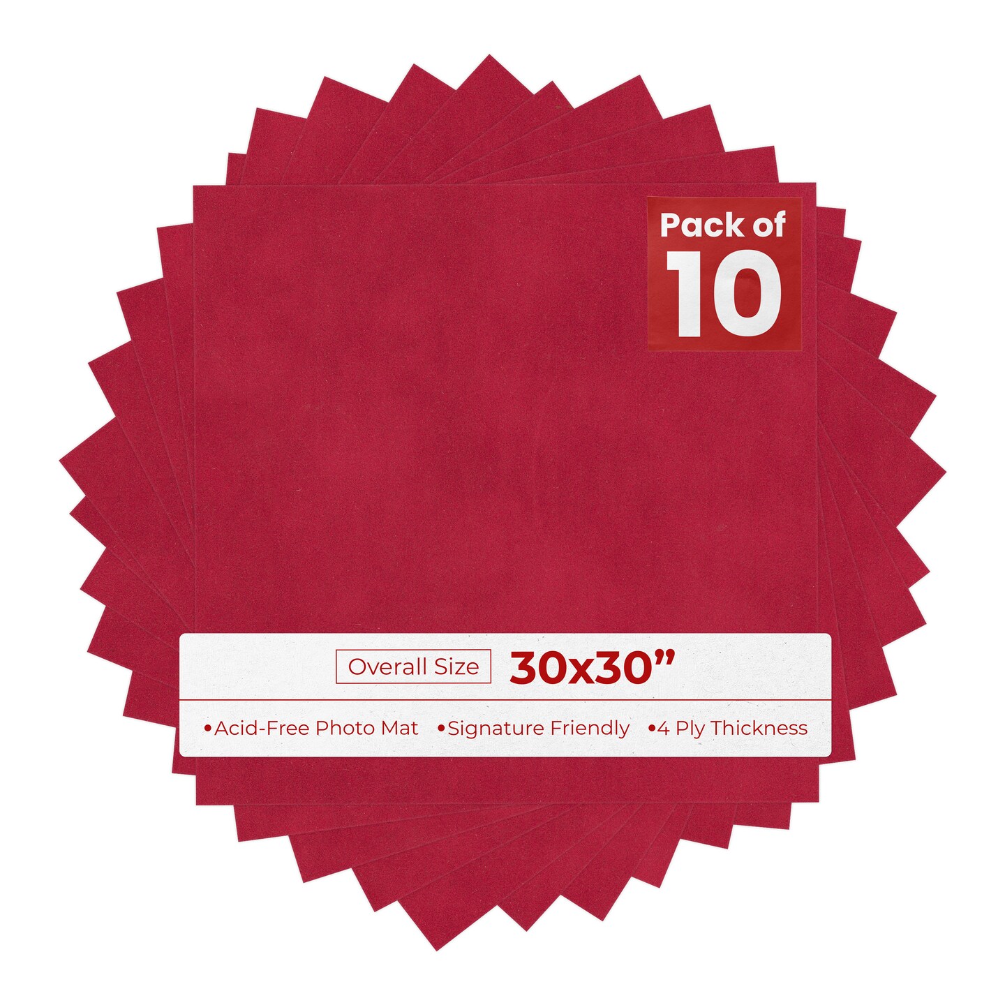 Red Suede 30x30 Uncut Mat Board - Blank Sheets, No Opening, Color: Red ...