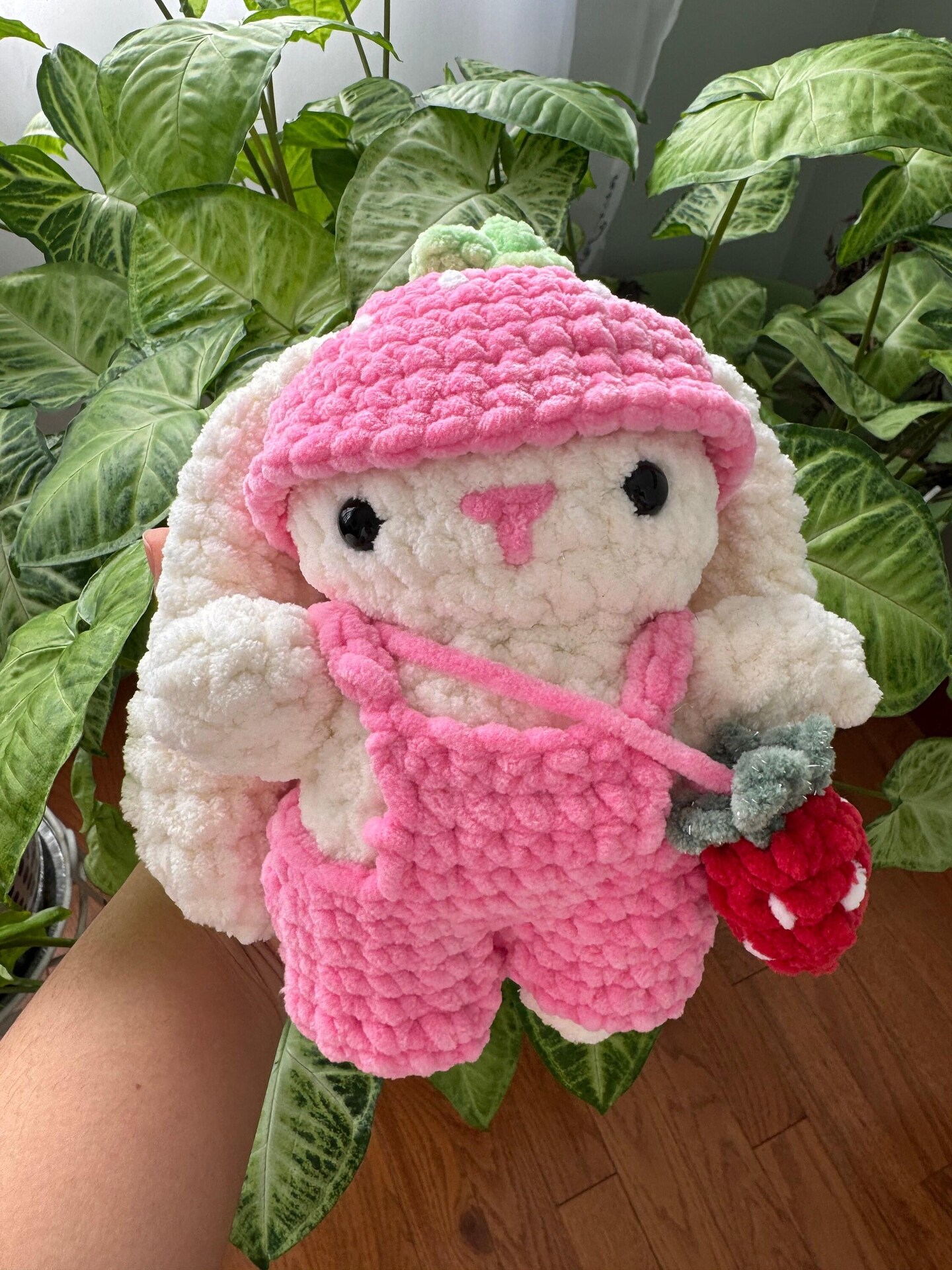 Handmade Crochet Strawberry Bunny in a with strawberry bag, Cute ...