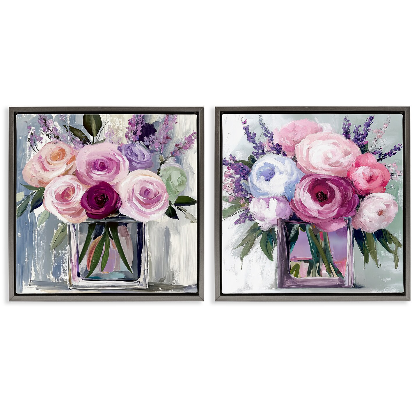 Stupell Industries Cubic Vases of Flowers 2pc Floating Frame Set ...