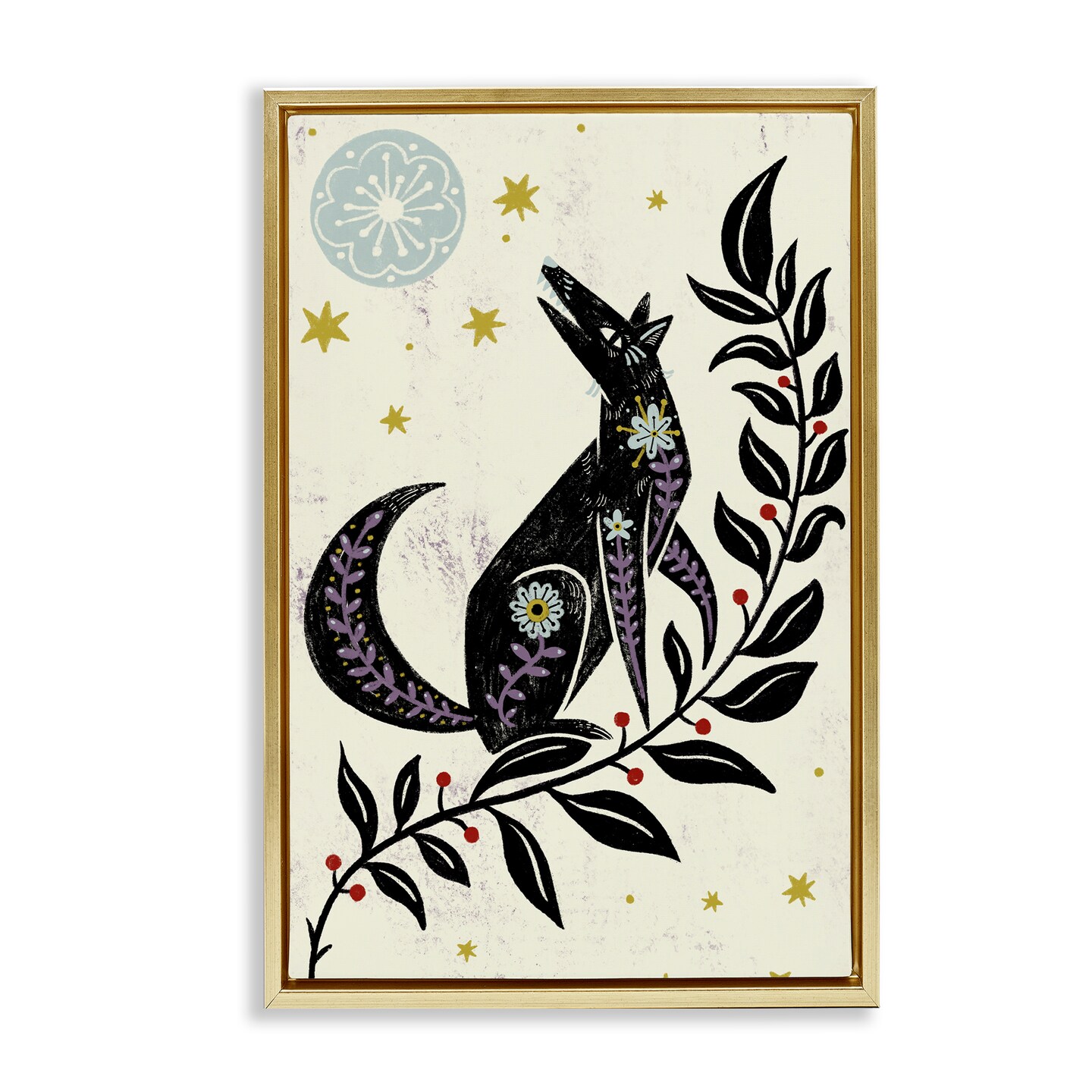 Stupell Industries Howling Winter Wolf Floating Frame Design by Hannah ...
