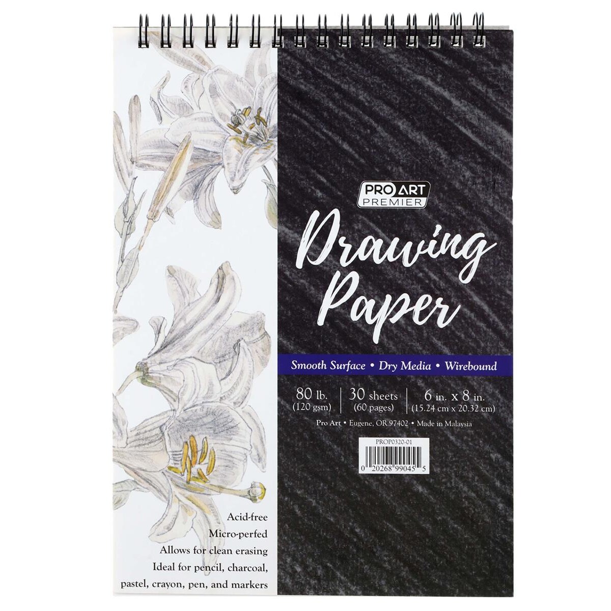 Pro Art Premium Drawing Paper Pad 6"x8" 30 sheets, 80#, Wire, Sketch ...