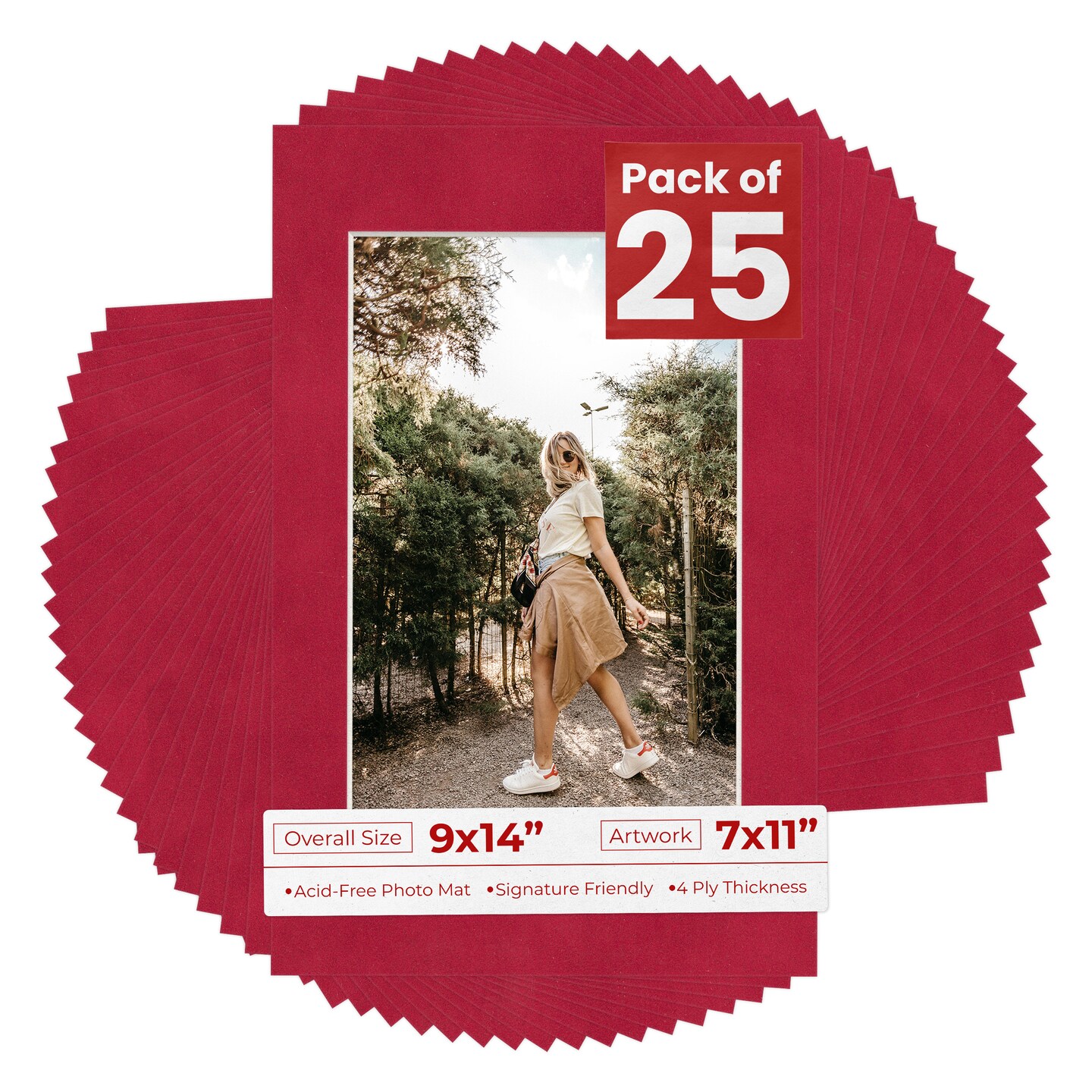 Red Suede Mat Board for 9x14 Frames - Fits 7x11 Photos, Color: Red ...