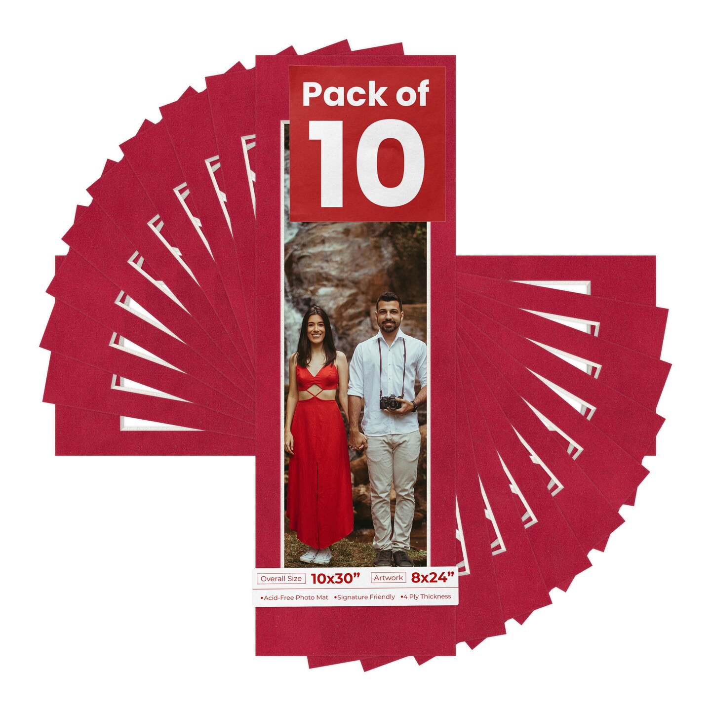 Red Suede Mat Board for 10x30 Frames - Fits 8x24 Photos, Color: Red ...
