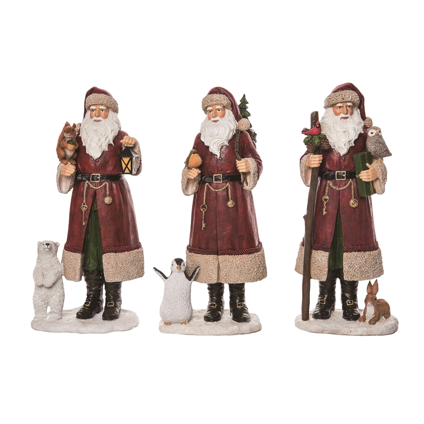 Transpac Resin Santa & Critter Decor Set of 3 - Multicolor Christmas ...