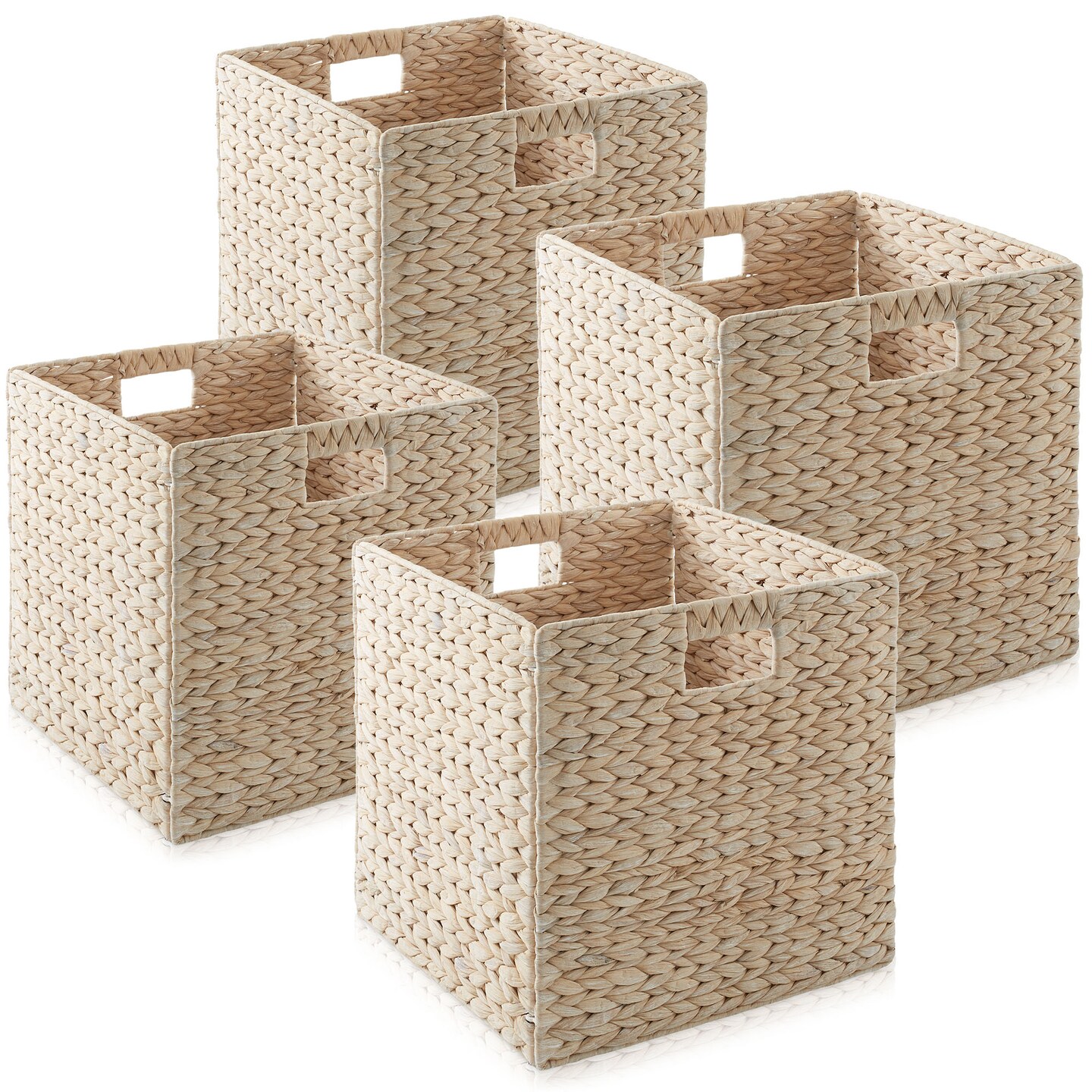 Casafield 13" x 13" Water Hyacinth Storage Baskets Collapsible Cube ...