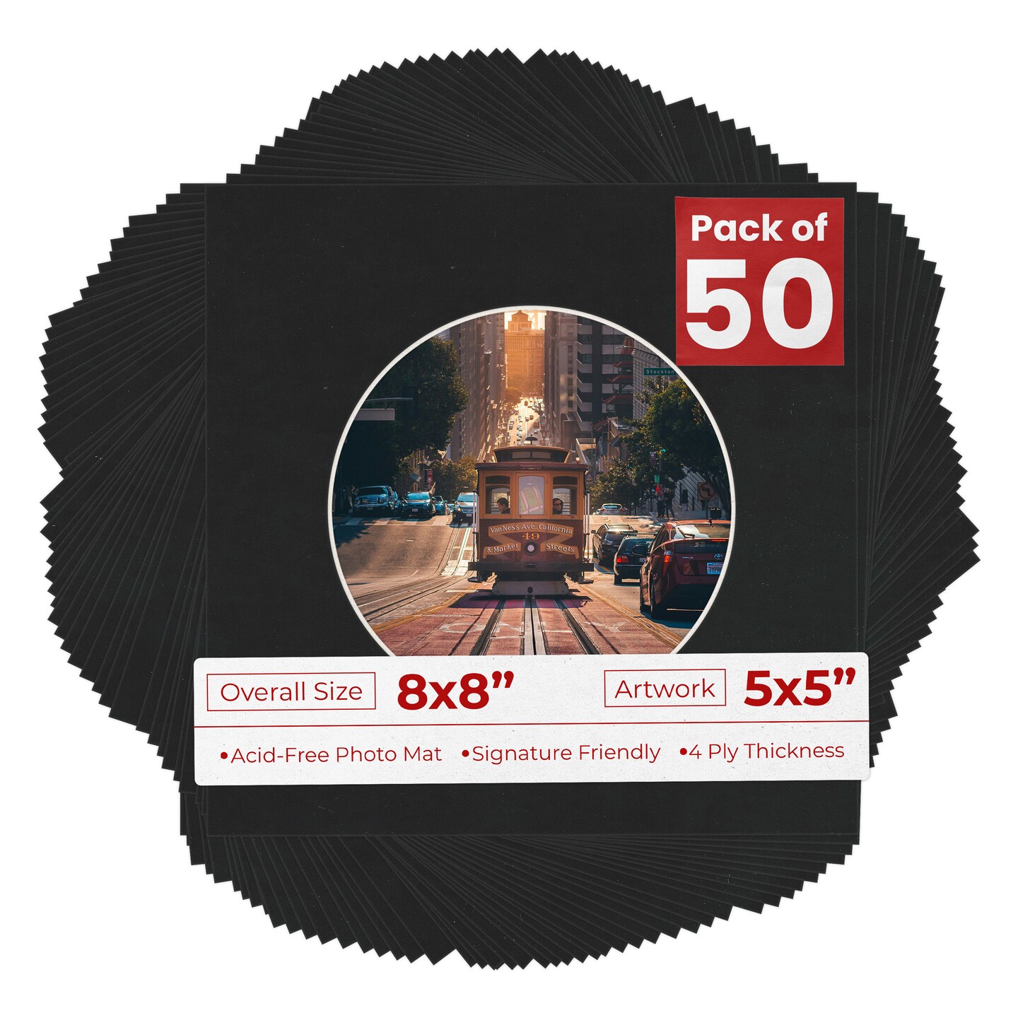 Black Suede Mat Board for 8x8 Frames - Circle Opening for 5x5 Photos ...
