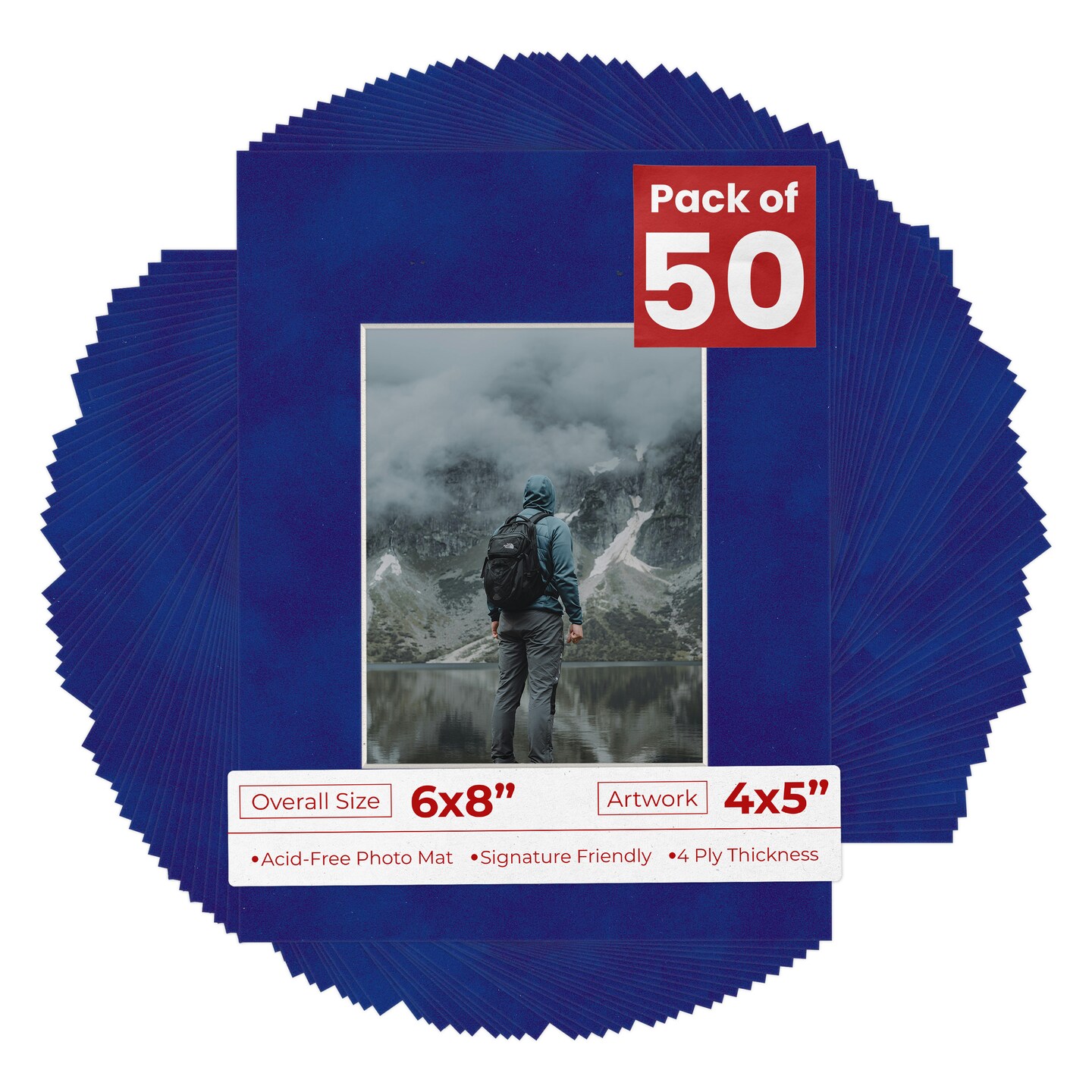 Royal Blue Suede Mat Board for 6x8 Frames - Fits 4x5 Photos, Color ...