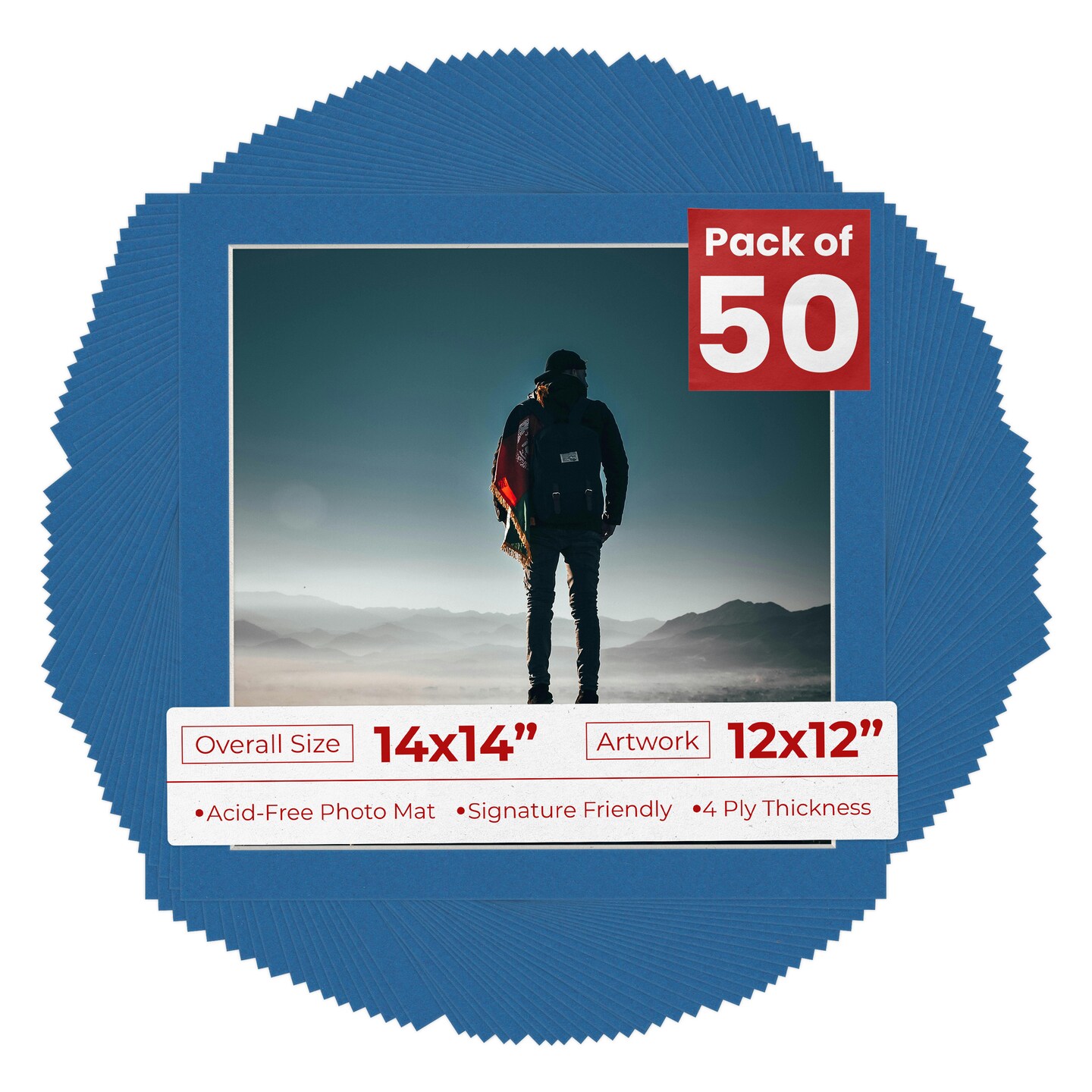 Royal Blue Mat Board for 14x14 Frames - Fits 12x12 Photos, Color: Blue ...