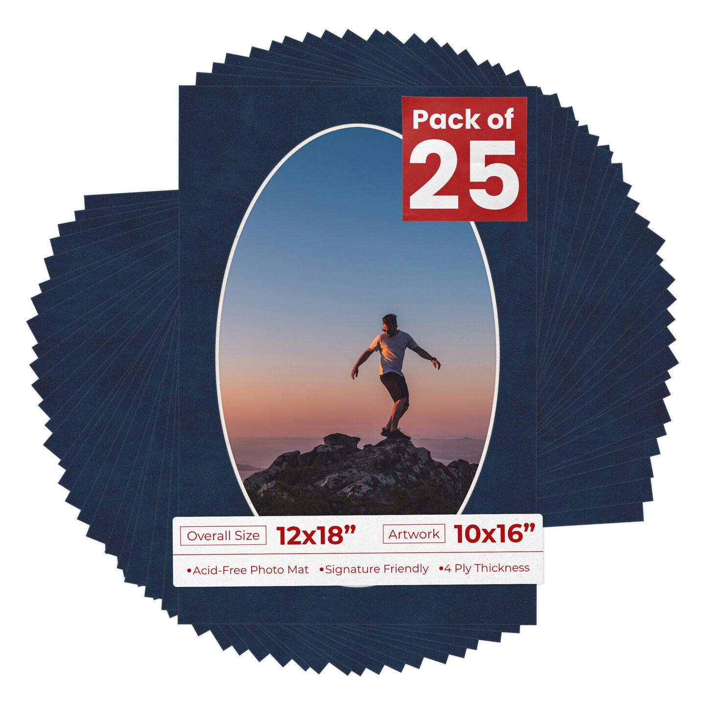Navy Suede Mat Board for 12x18 Frames - Oval Opening for 10x16 Photos ...