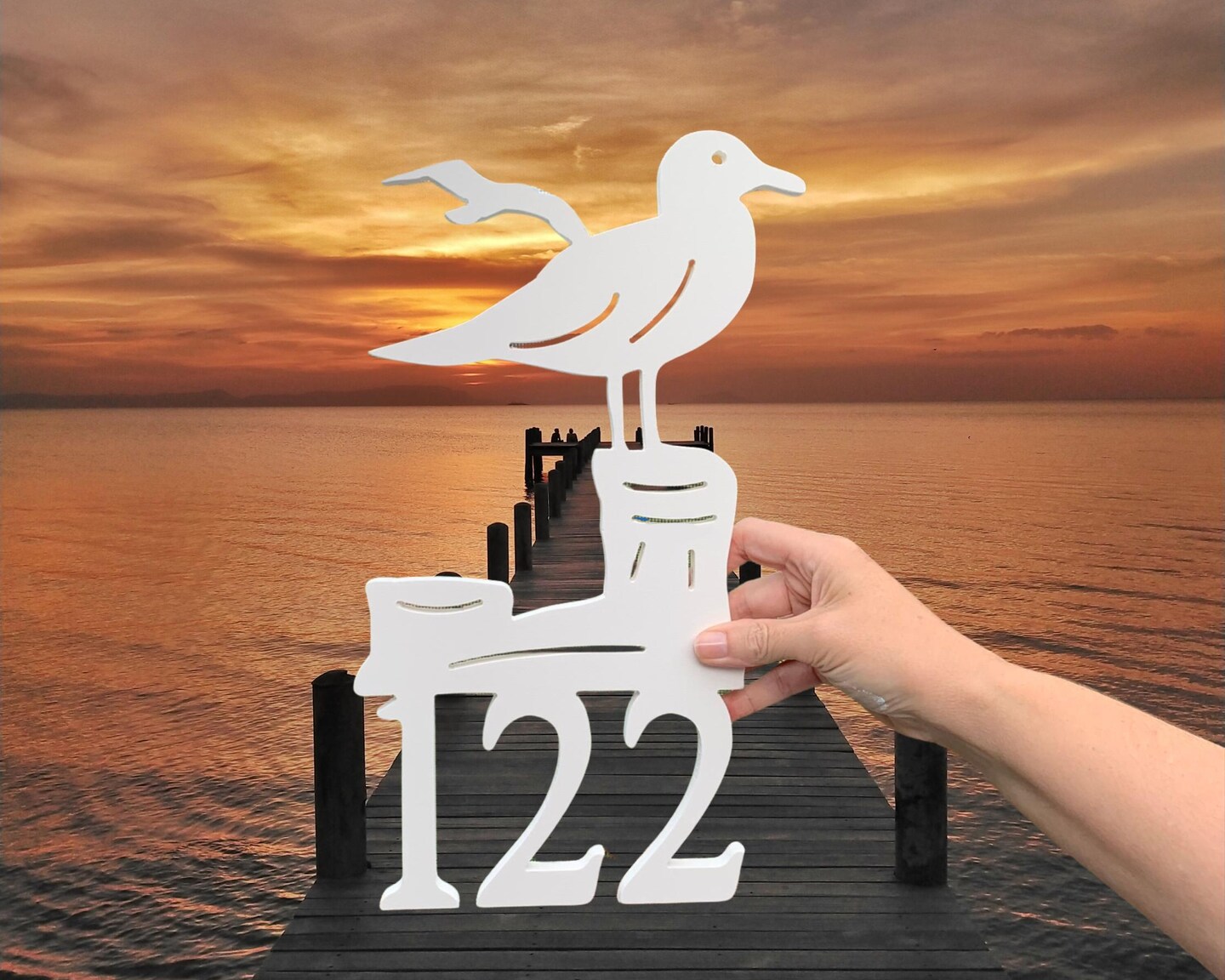House Number Sign, Seagull on Post, Address Plaque, Address Sign ...
