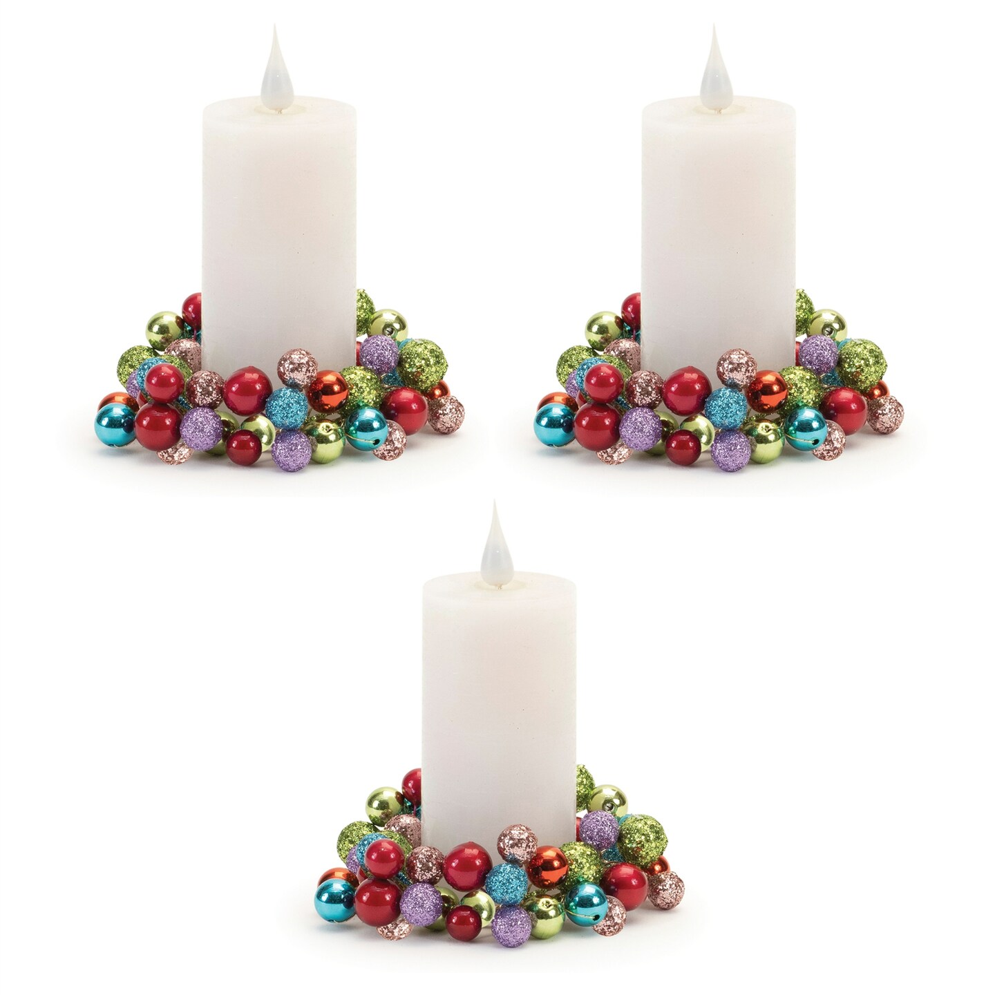 Melrose Mini Ornament Christmas Candle Rings - 4.5" - Set of 3 | Michaels
