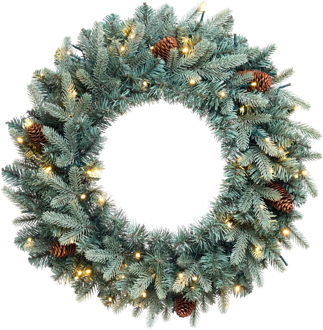 24 Inch Christmas Wreaths for Front Door, Pre-Lit Realistic Blue Arctic ...
