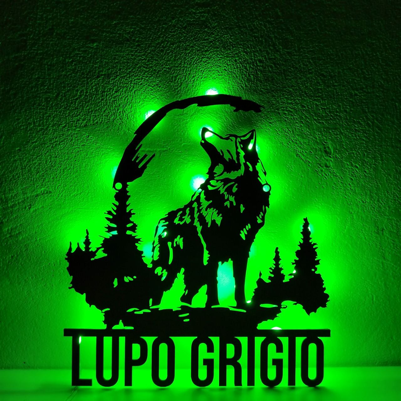 Custom Wolf Metal Wall Art LED Light, Wild Animals Wolf Metal Sign ...