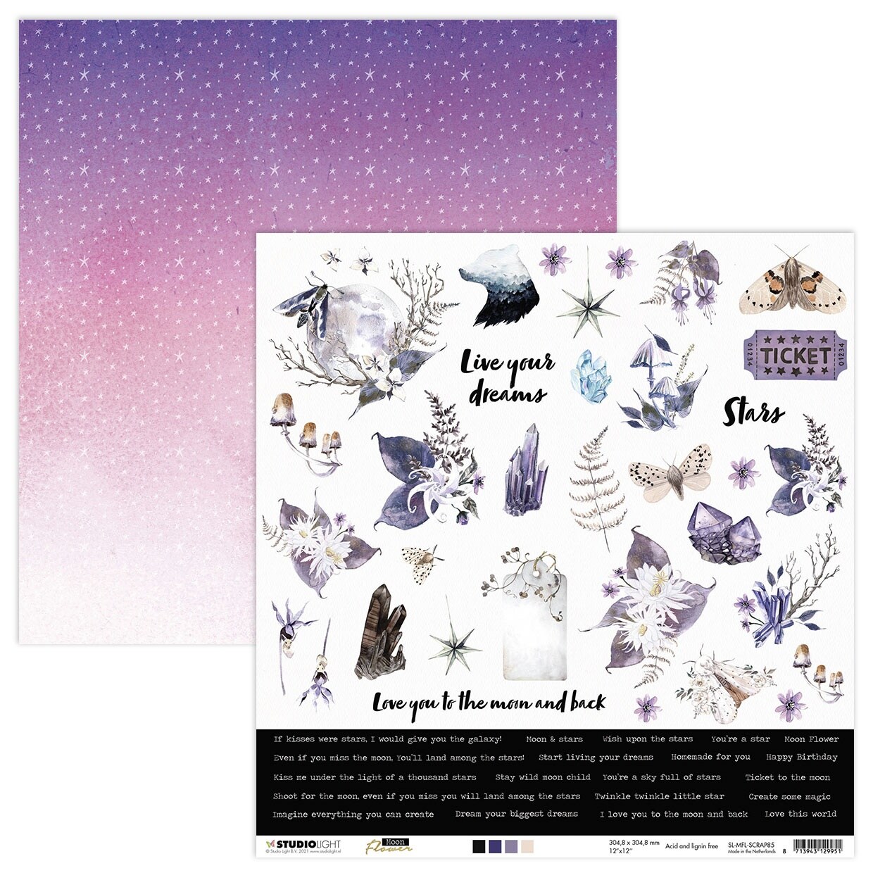 Studio Light Moon Flower Double-Sided Cardstock 12"X12"-NR. 85 | Michaels