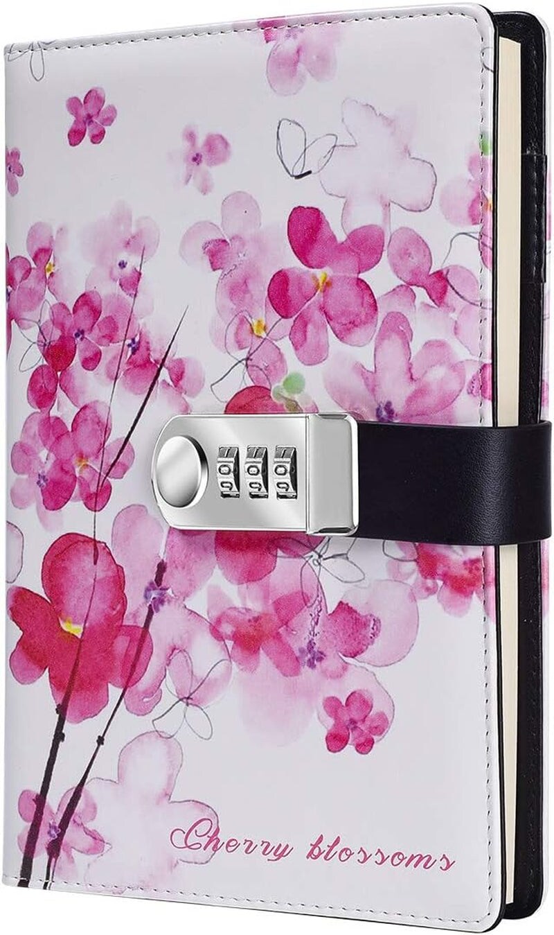 Password Lock Diary, A5 PU Leather Diary with Combination Lock Password ...