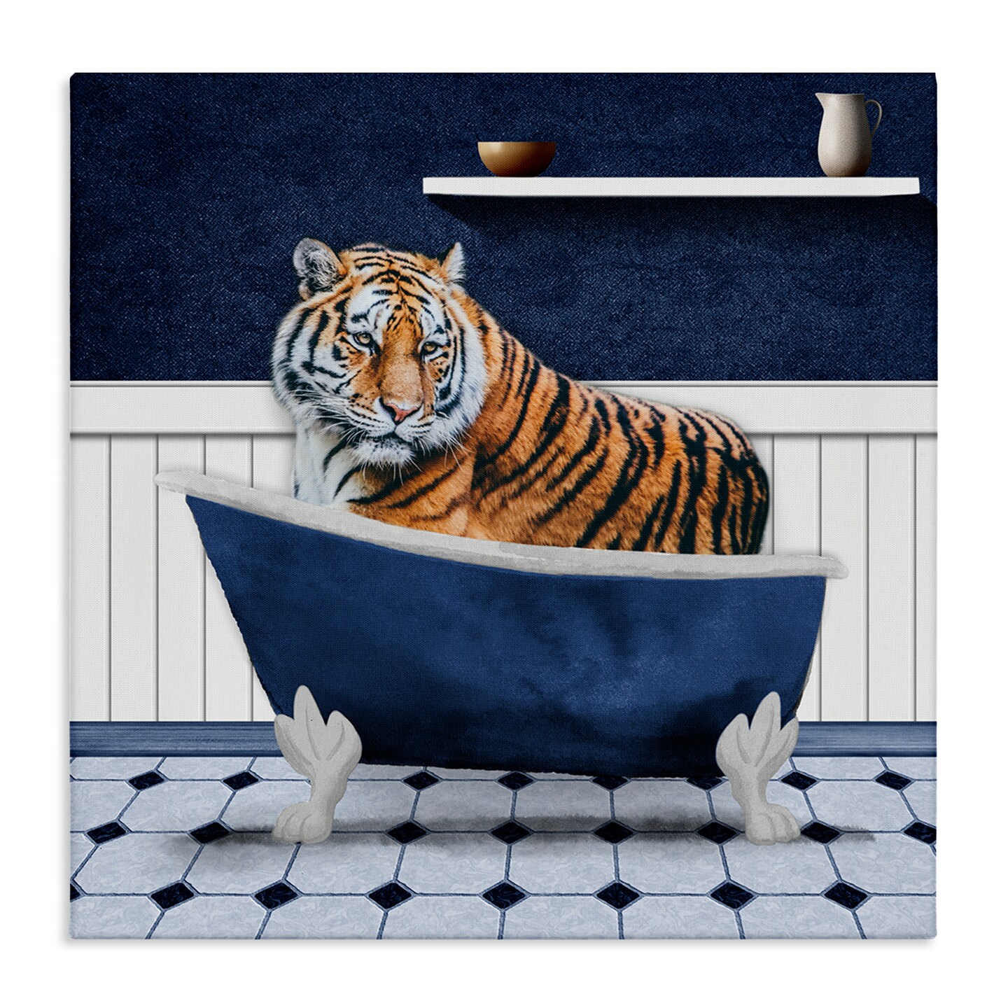 Stupell Industries Tiger in Blue Bathroom Canvas Wall Art Design by Marcus Prime | Michaels