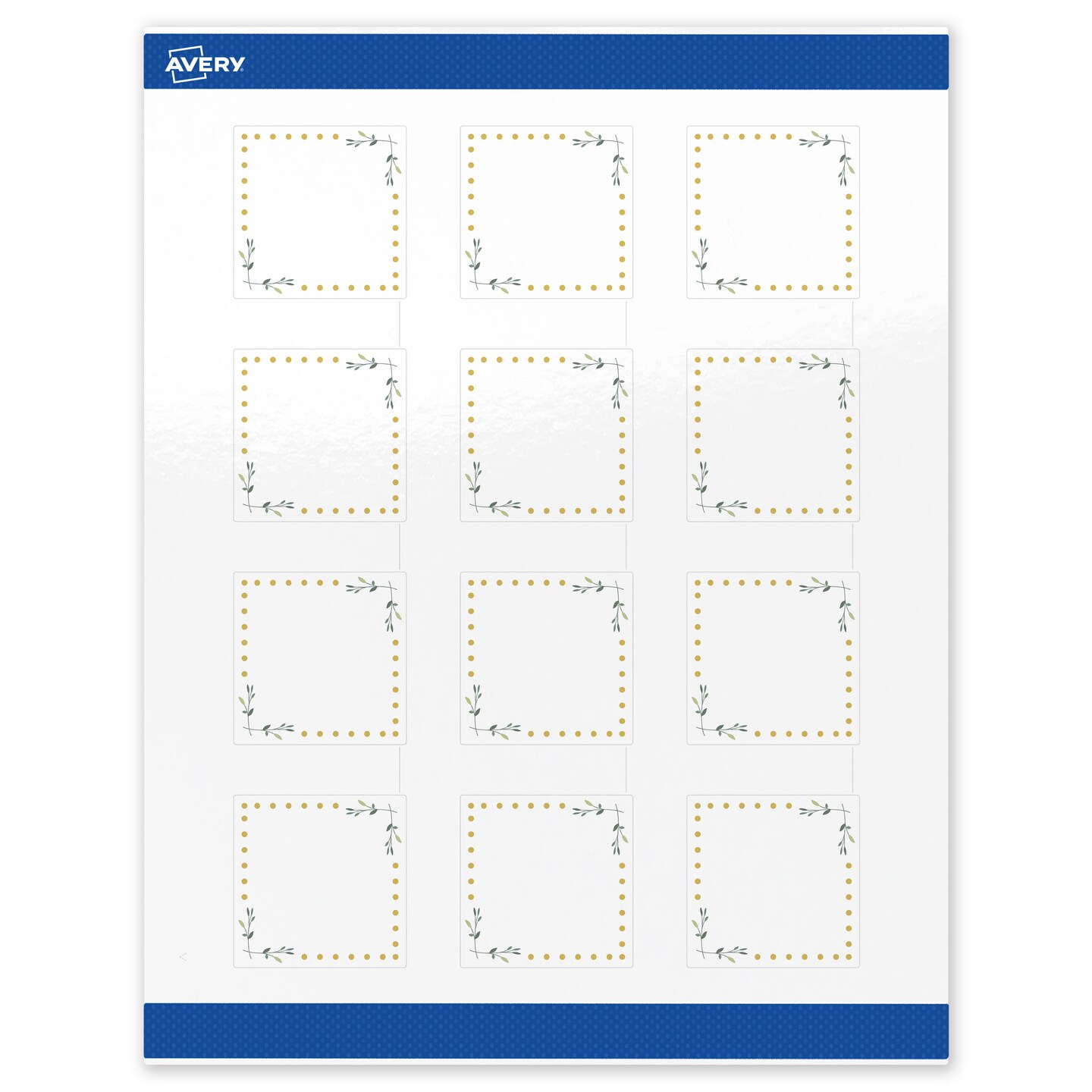 Avery Printable Square Labels, Gold Dots with Green Florals, 2" x 2 ...