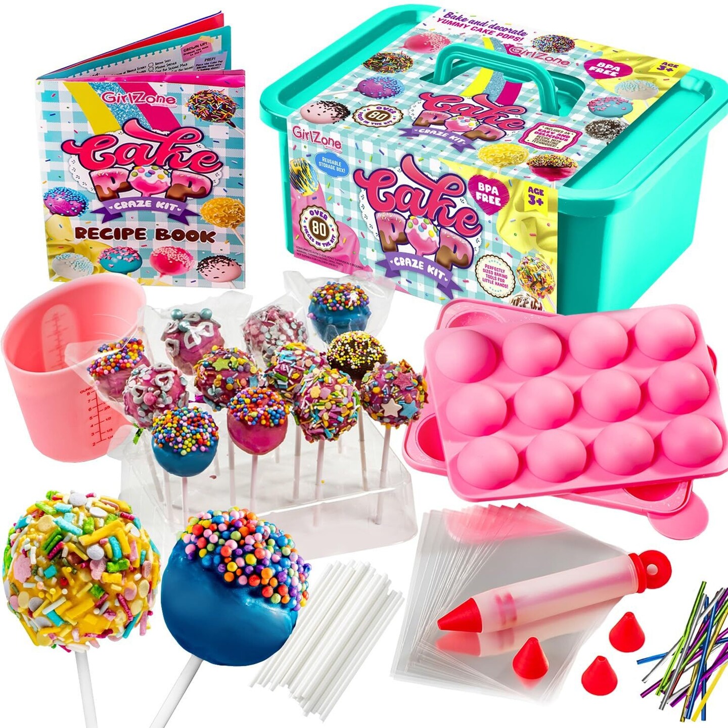 GirlZone Cake Pop Craze Kit, Kids Baking Set for Ages 10-12 with Cake ...