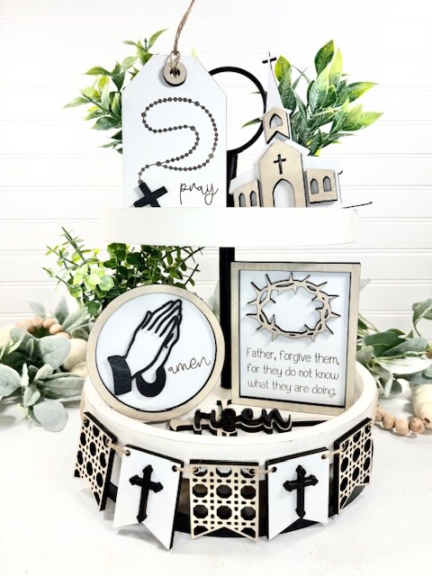 Faith Tier Tray Decor, Religious Tier Tray, Tiered Tray Signs, Church ...