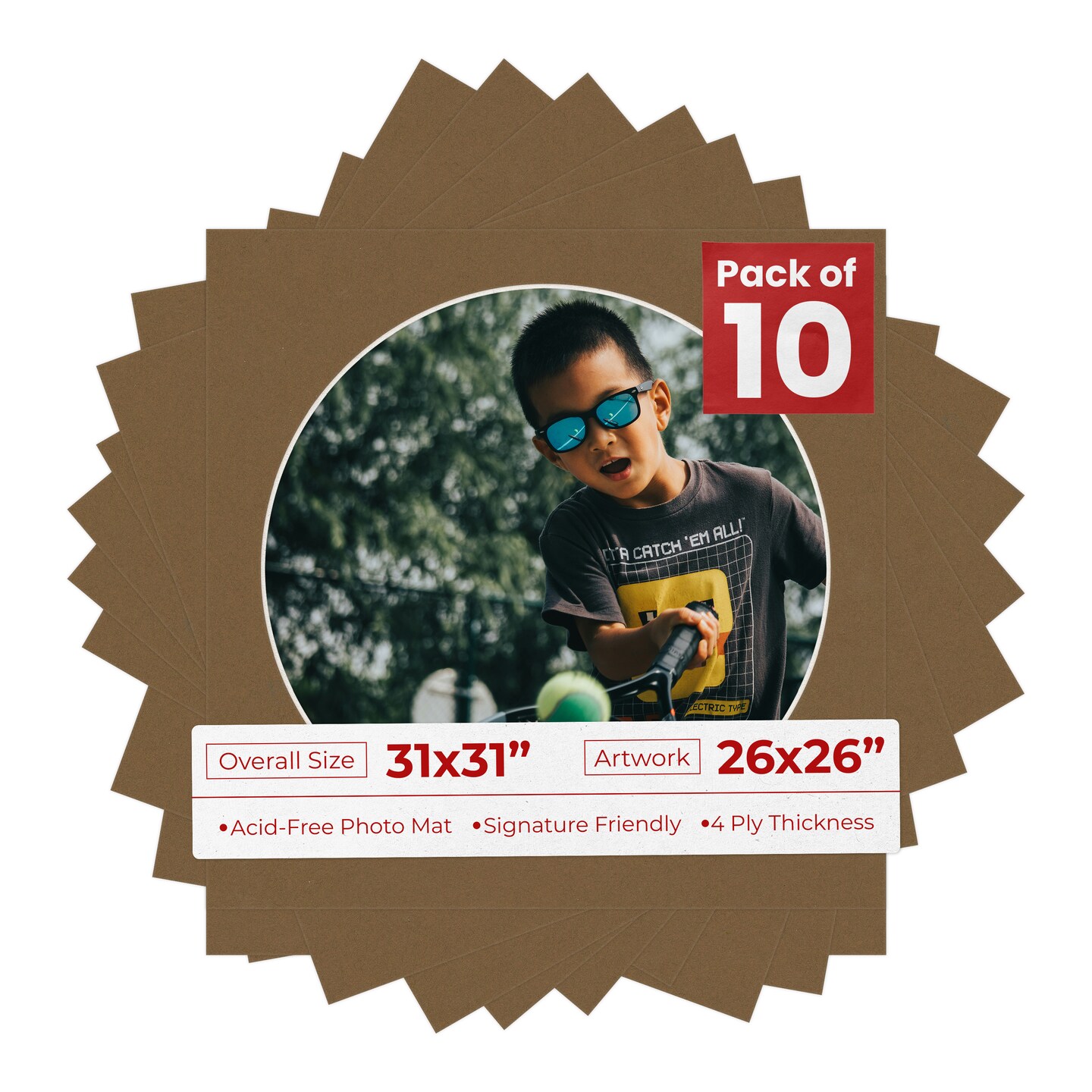 Aged Oak Brown Mat Board for 31x31 Frames - Circle Opening for 26x26 ...