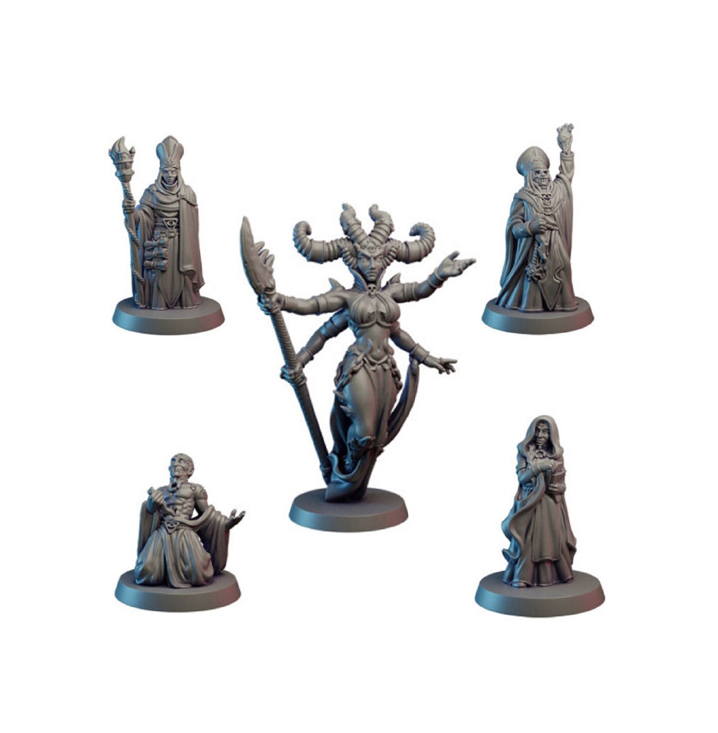 5pc DnD Cultist Miniature Set Dungeons and Dragons RPG Figures ...