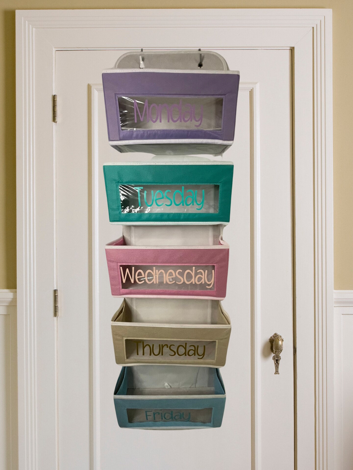 Personalized Daily Weekly Kids Clothing Organizer, Over Door Hanging ...