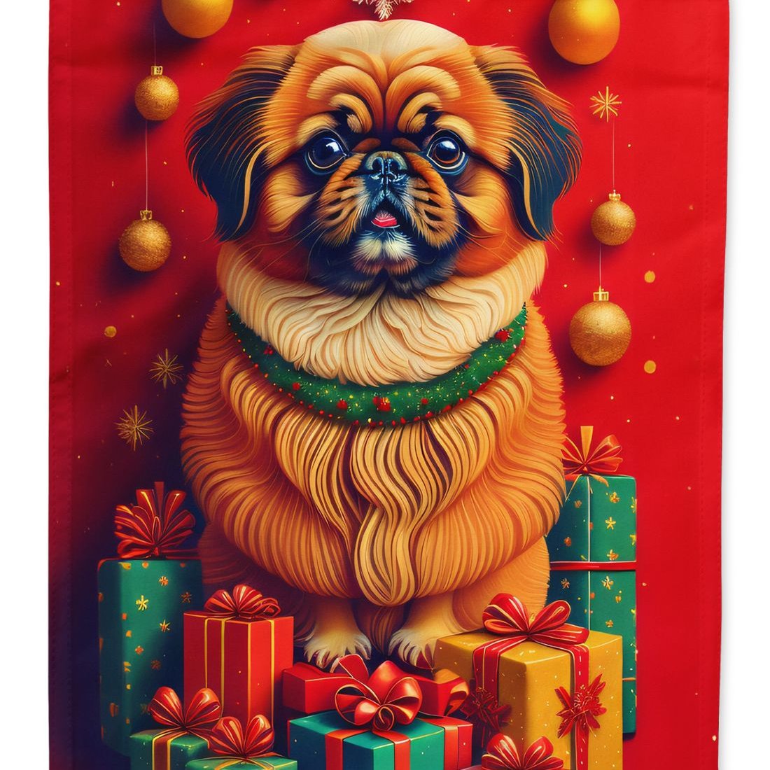 Edge Collections - 28" X 40" - Multicolor - Pekingese Holiday Christmas ...