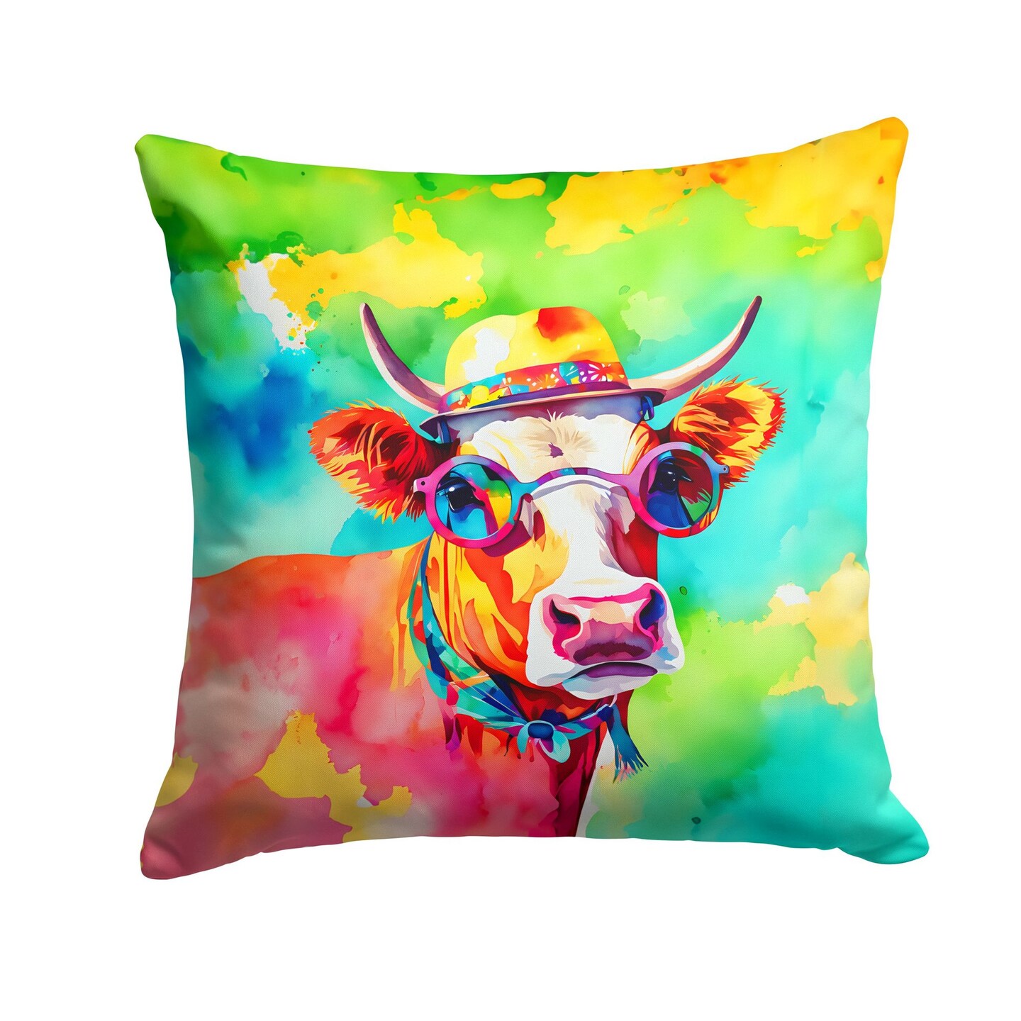 Edge Collections - 18" X 18" - Multicolor - Hippie Animal NEW Malvi Cow ...