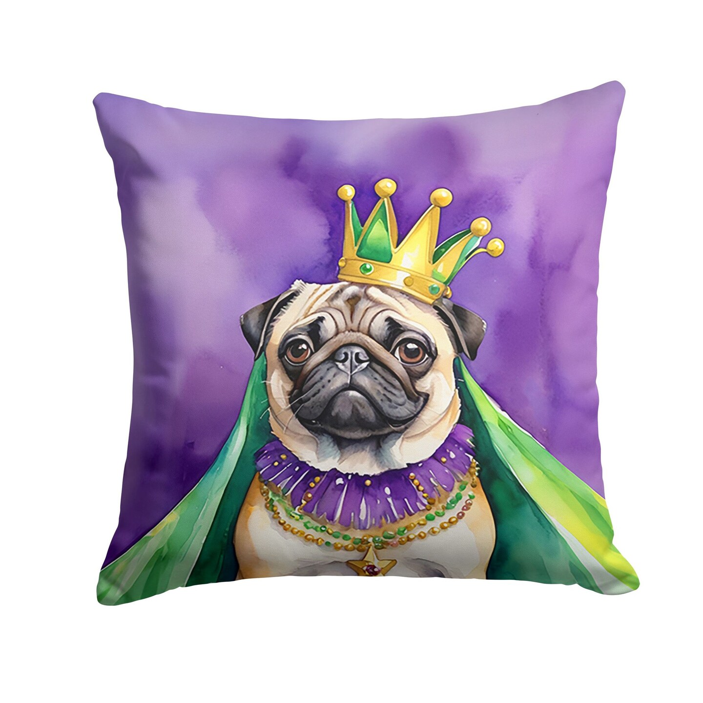 Edge Collections - 18" X 18" - Multicolor - Gras Mardi King of Pug - 1 ...
