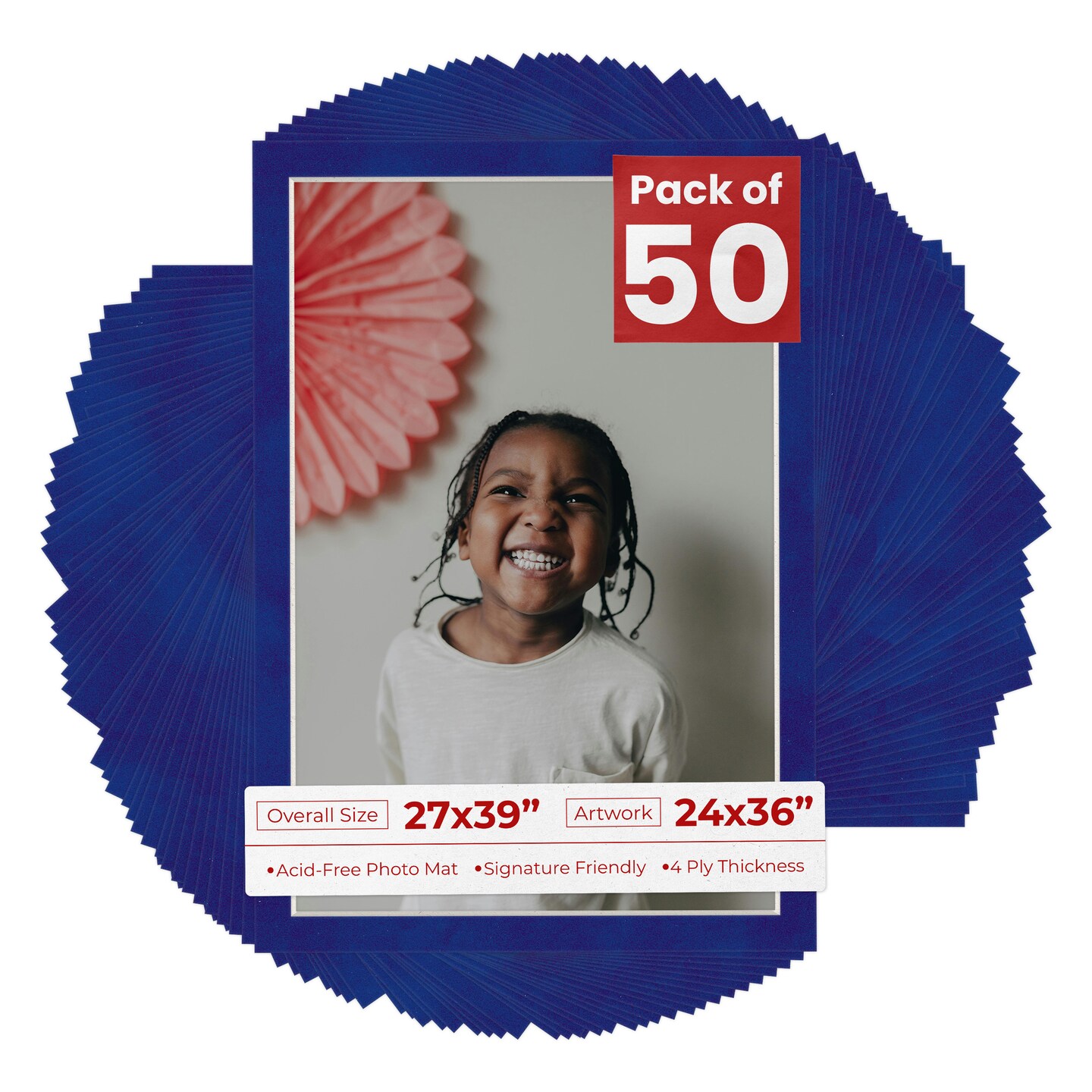 Royal Blue Suede Mat Board for 27x39 Frames - Fits 24x36 Photos, Color ...