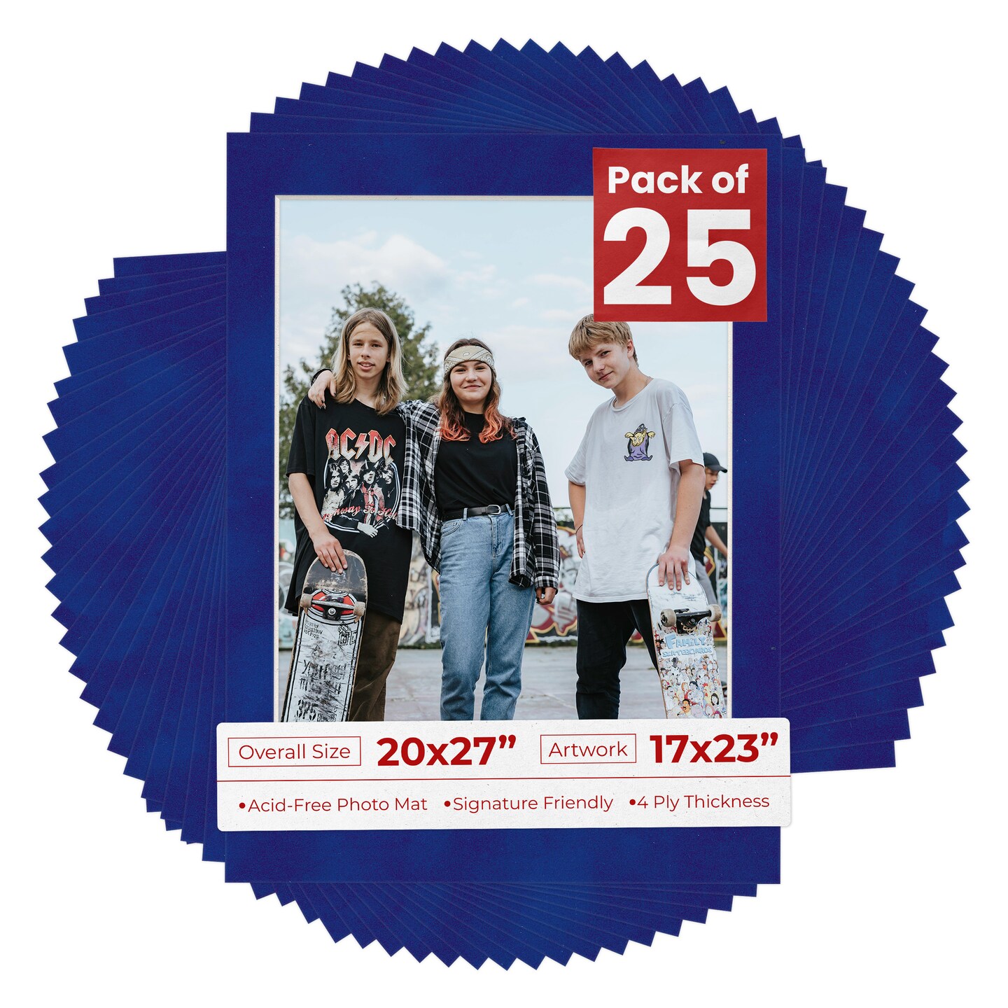 Royal Blue Suede Mat Board for 20x27 Frames - Fits 17x23 Photos, Color ...