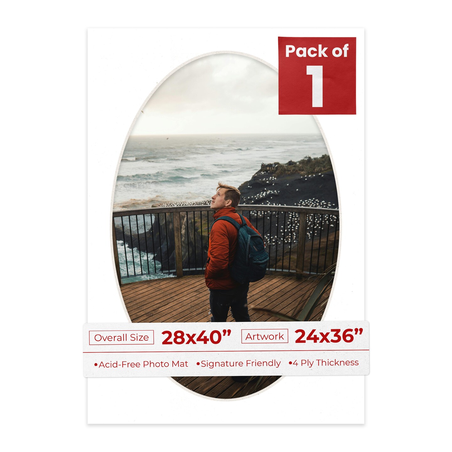 White Suede Mat Board for 28x40 Frames - Oval Opening for 24x36 Photos ...