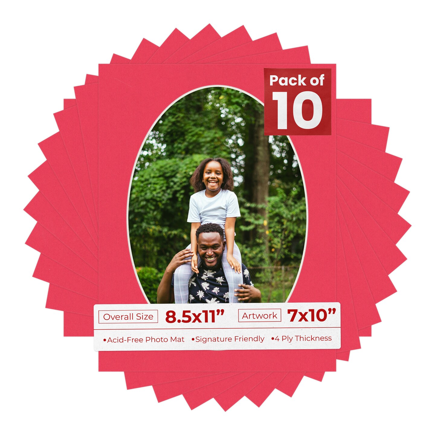 Cardinal Red Mat Board for 8.5x11 Frames - Oval Opening for 7x10 Photos ...