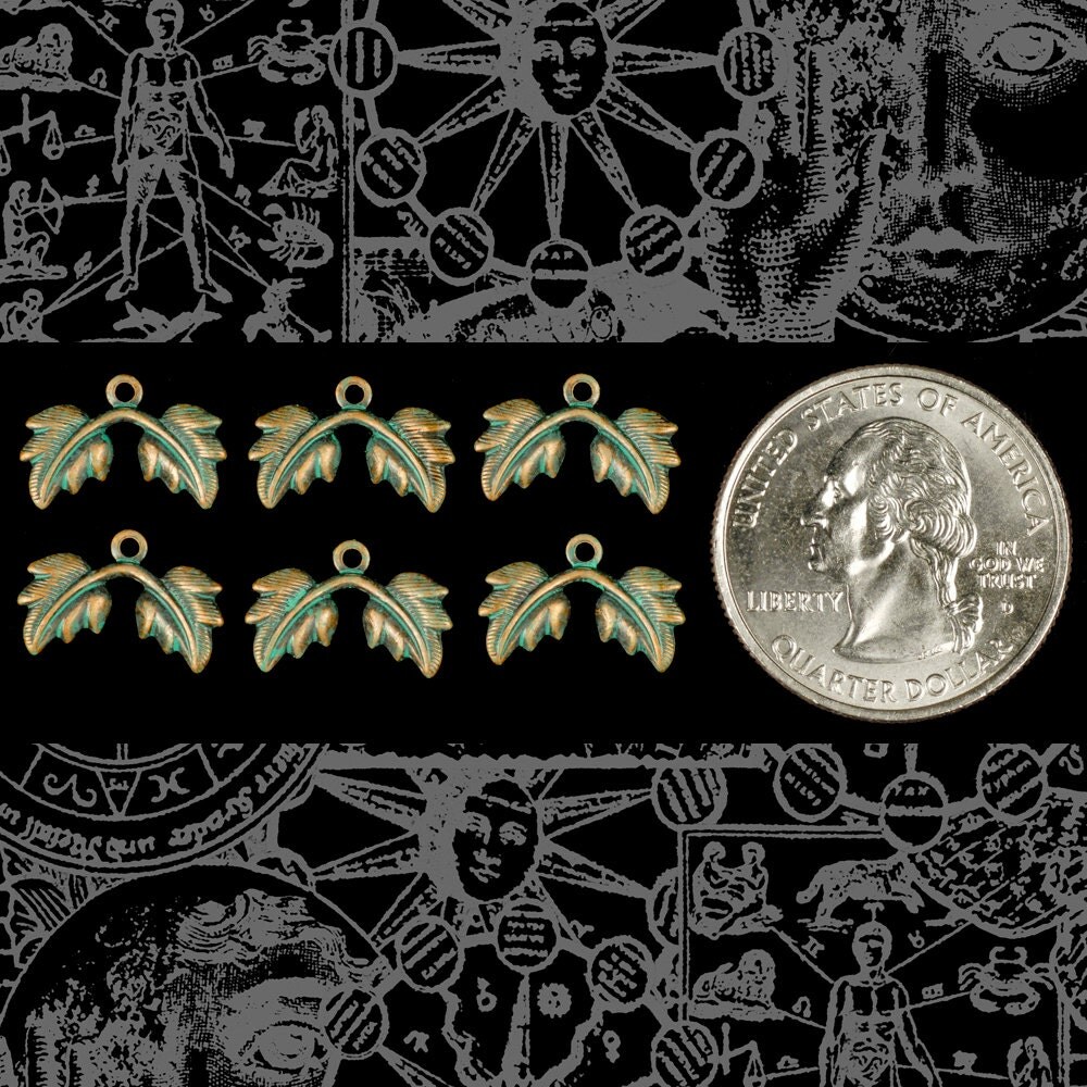 Verdigris Finished Brass Grape Leaf Connectors - Set of Six - V-C22 ...