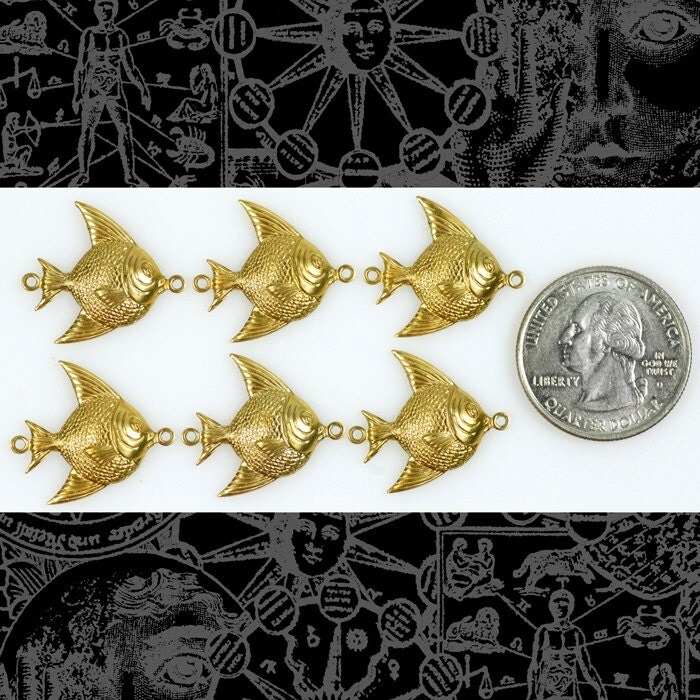 Raw Brass Fish Two Ring Connectors - Set of Six - B-2C43 | Michaels
