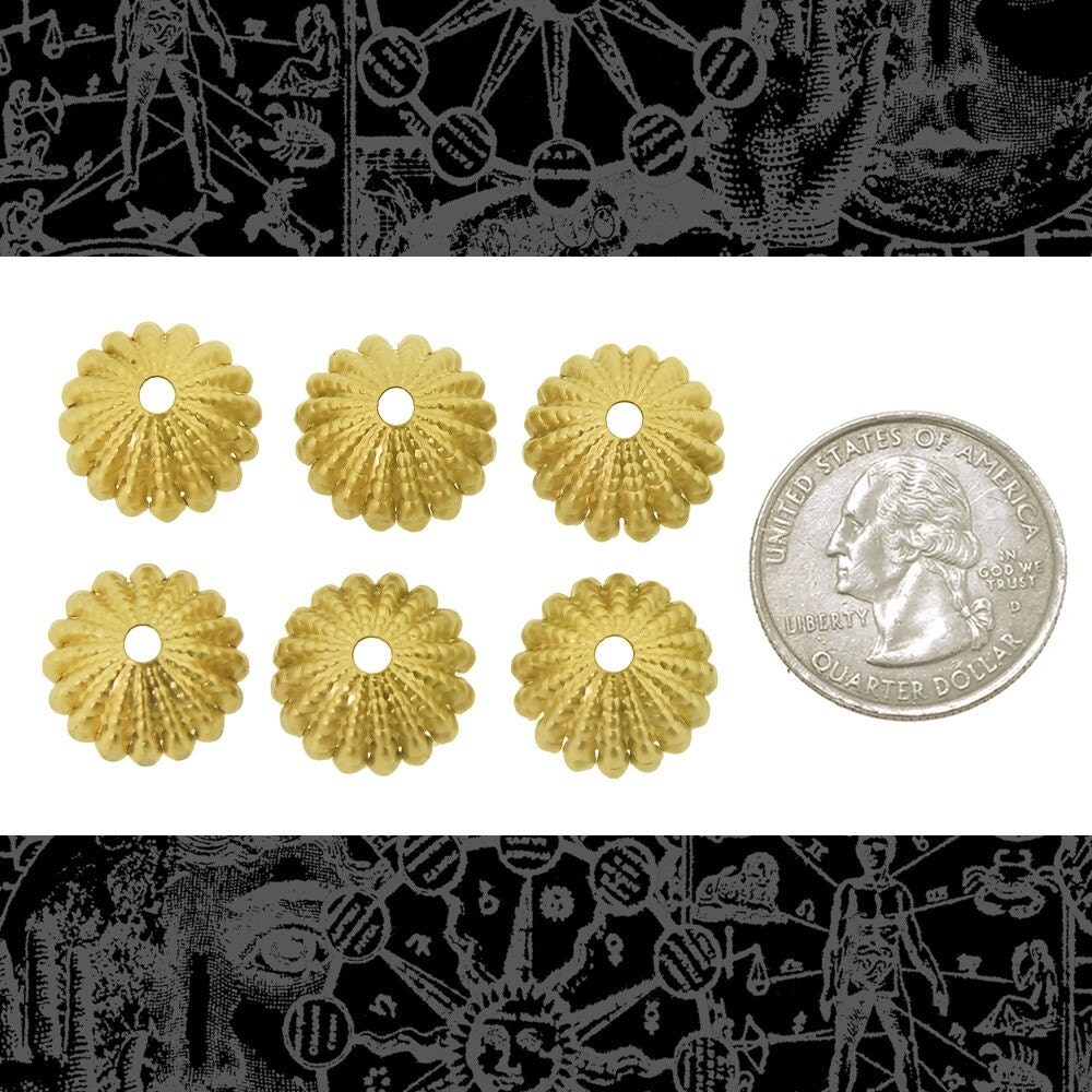 Raw Brass Ridged 14mm Bead Caps - Set of Six - B-BC08 | Michaels