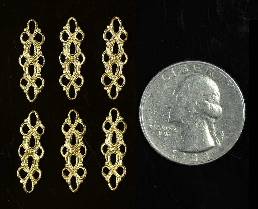 Raw Brass Multi Holes Beading Filigree Connectors- Set of Six - B-2C11 ...