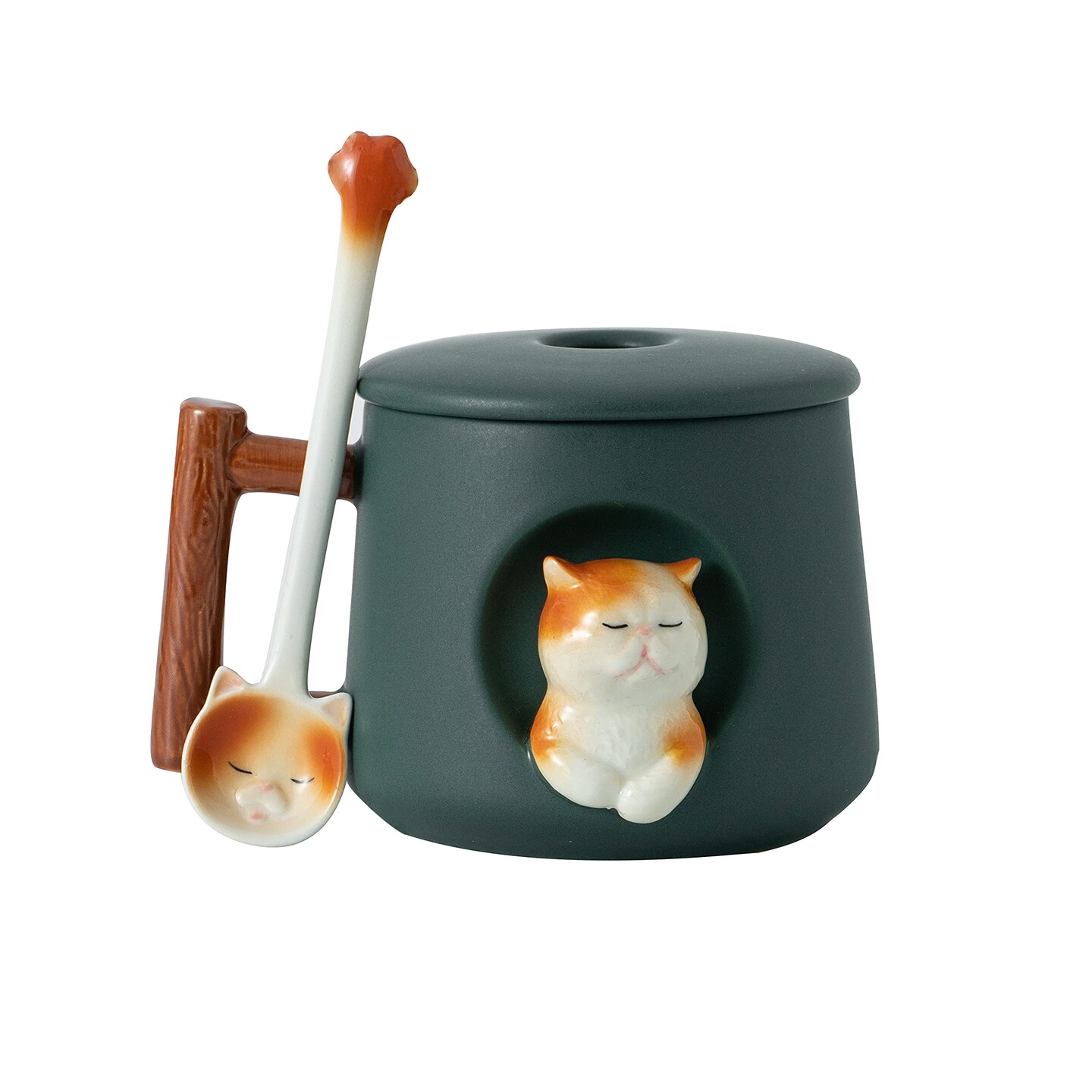 Adorable 3D Ceramic Cat Mug with Lid and Spoon - Perfect for Coffee ...