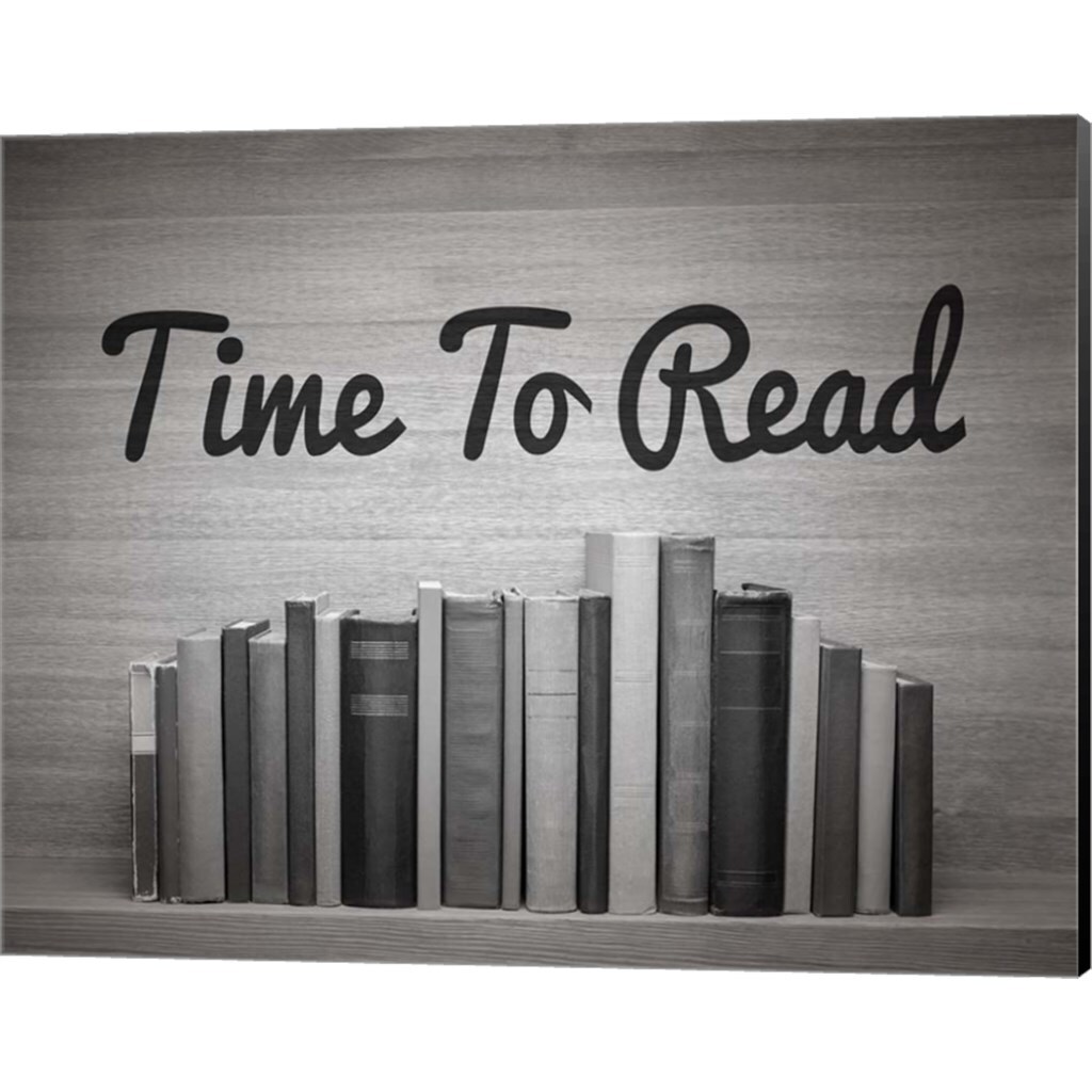 Time To Read Black and White by Color Me Happy 20" x 16" Canvas Wall ...