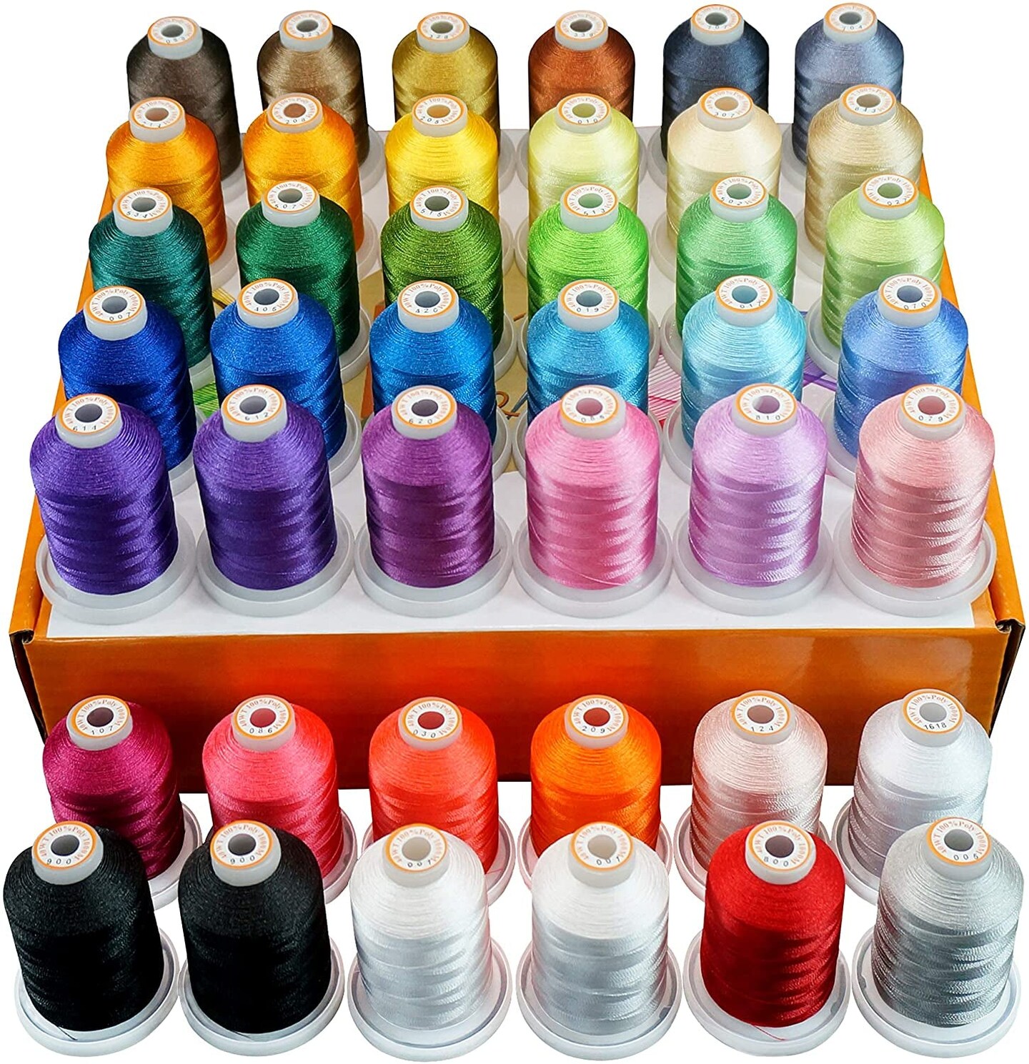 64 Spools 1000M (1100Y) Polyester Embroidery Machine Thread Kit for ...