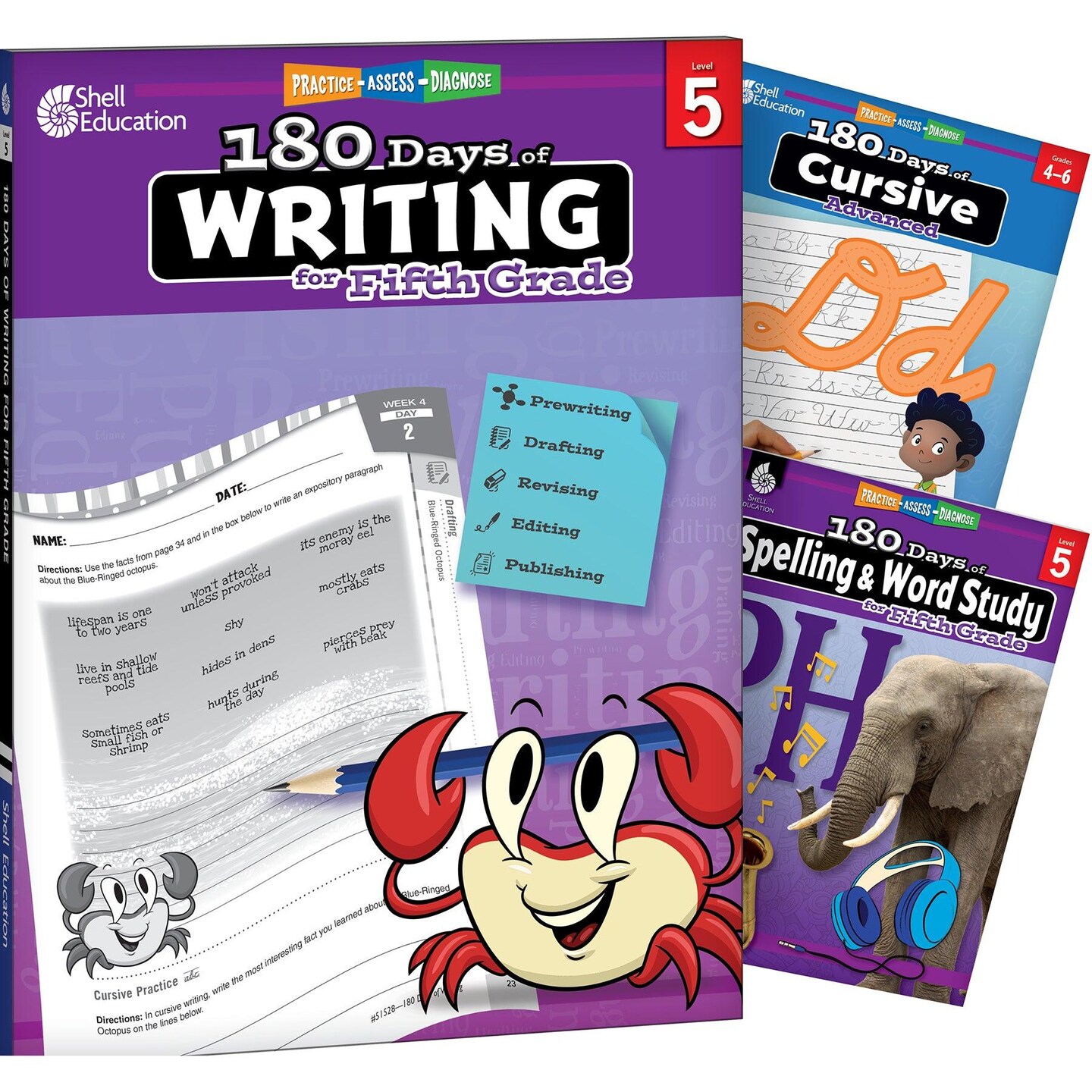 180 Days Books: Writing, Spelling, & Cursive for Grade 5 - Set of 3 ...