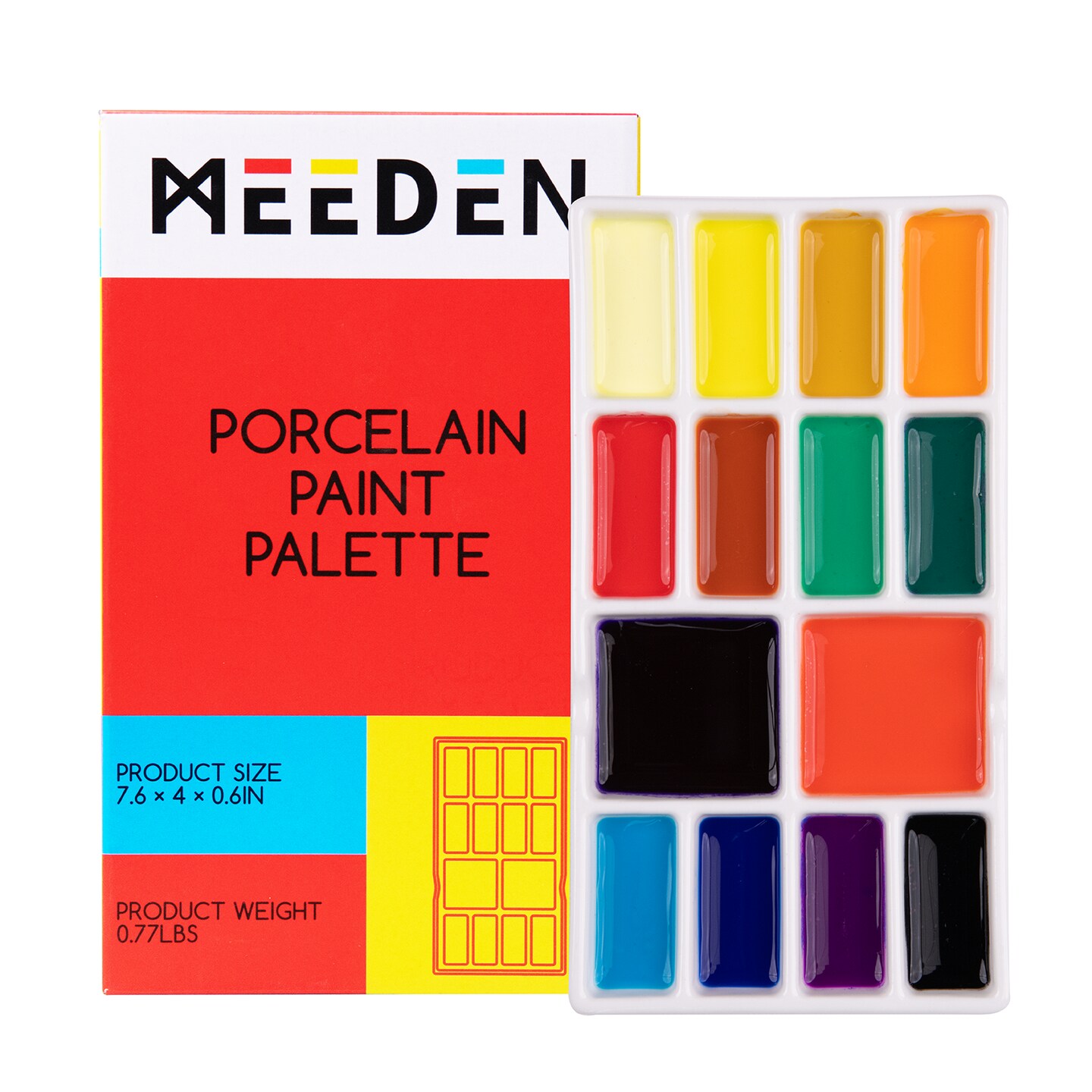 MEEDEN 14-Well Ceramic Paint Palette, Porcelain Watercolor Painting ...