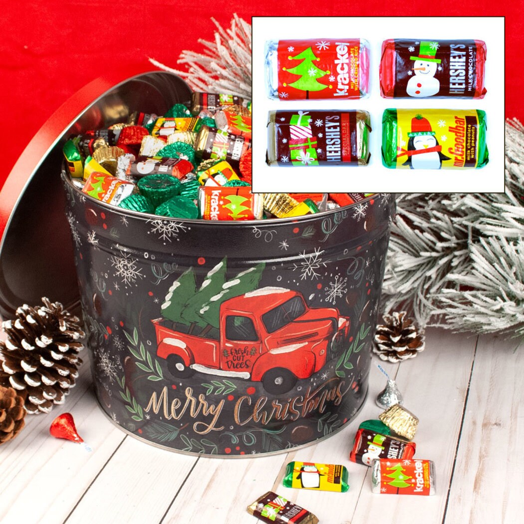 10lb Christmas Chocolate Gift Tin Hershey's Candy Holiday Mix - Tree ...