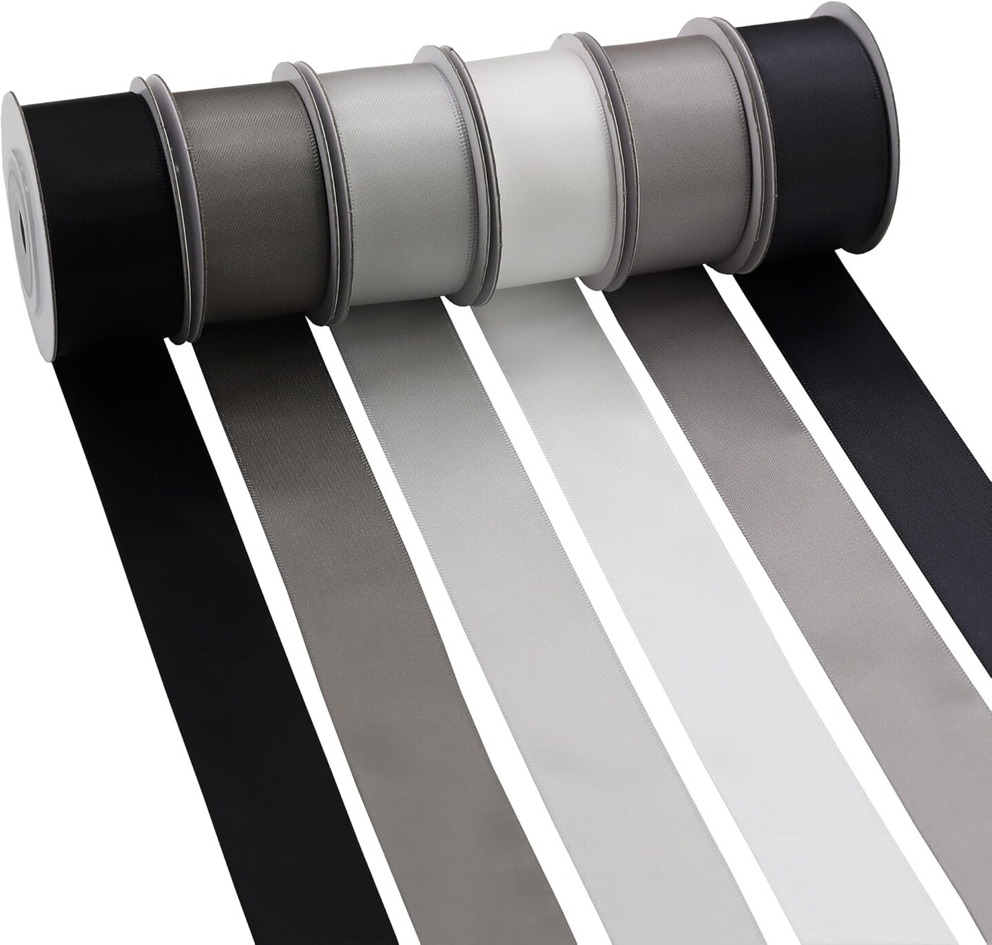 Black White Silver Gray Ribbon 1" Double Face Satin Ribbon | Michaels