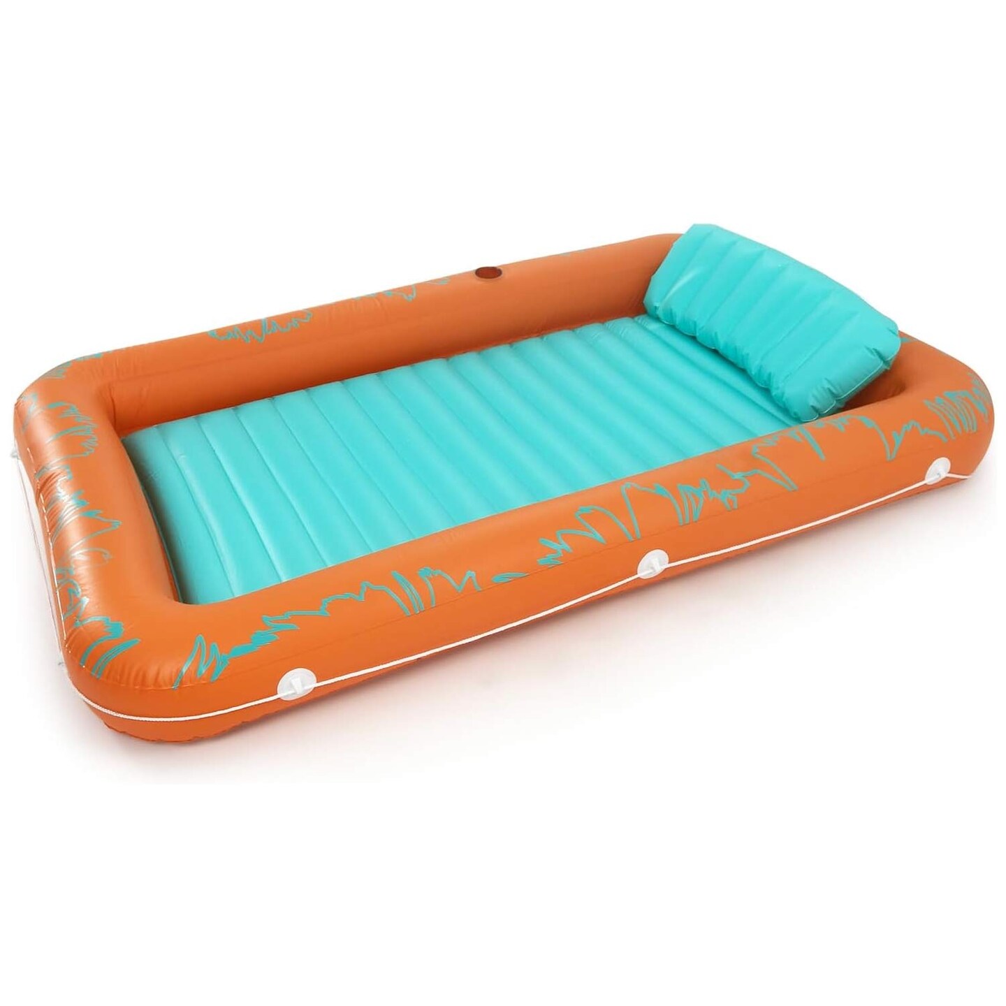 Easy Lounging Inflatable Pool Float | 80"L x 58"W x 9"H | Clear Orange ...