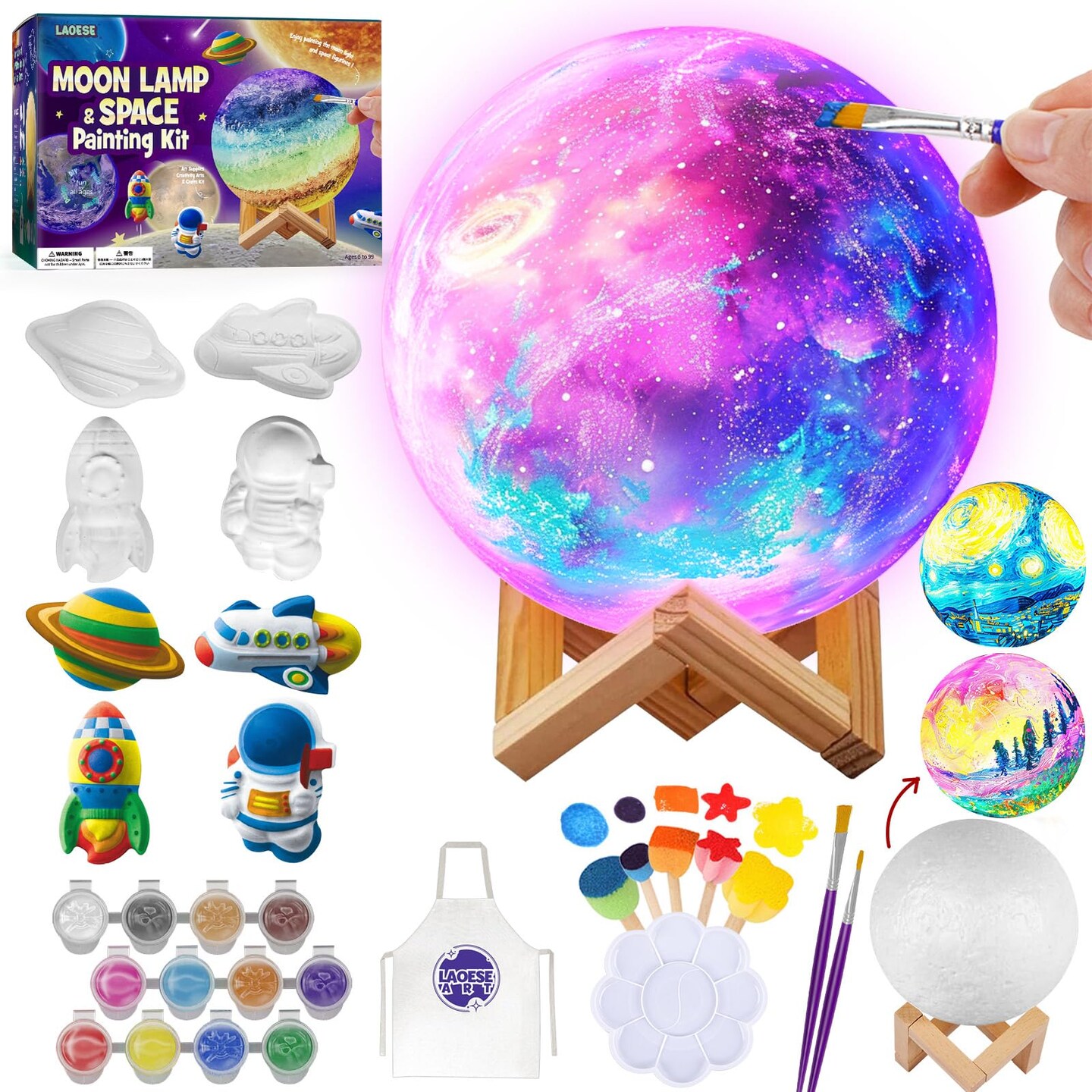 Educational Science Art Project DIY Paint Your Own Moon Lamp Kit – 3D ...